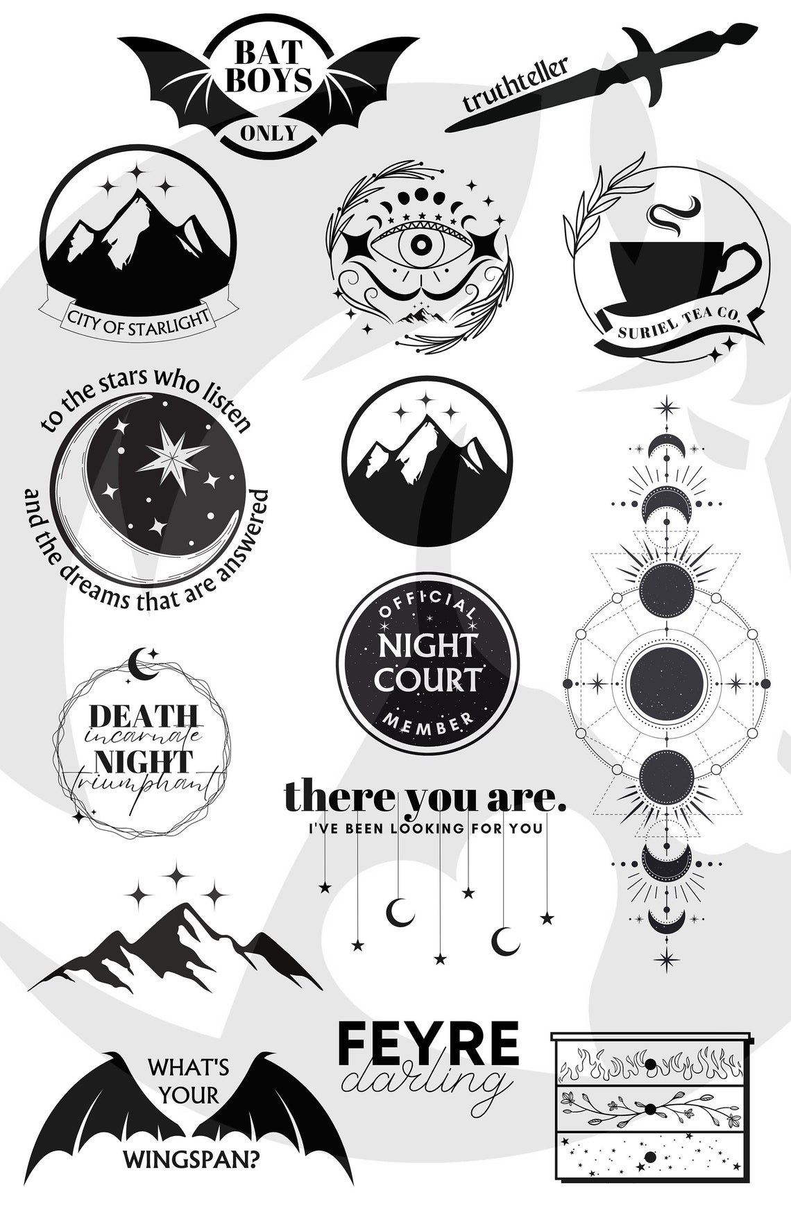 ACOTAR Svg Bundle ACOTAR Files Cricut 15 ACOTAR Designs - Etsy Australia