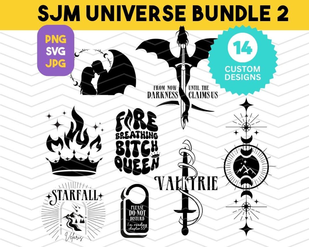Paquete de 2 svg de ACOTAR SJM Universe: diseño de sublimación de arte ...