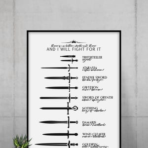 ACOTAR Decor: Weapons of the SJM Universe Poster ACOTAR Merch Throne of ...