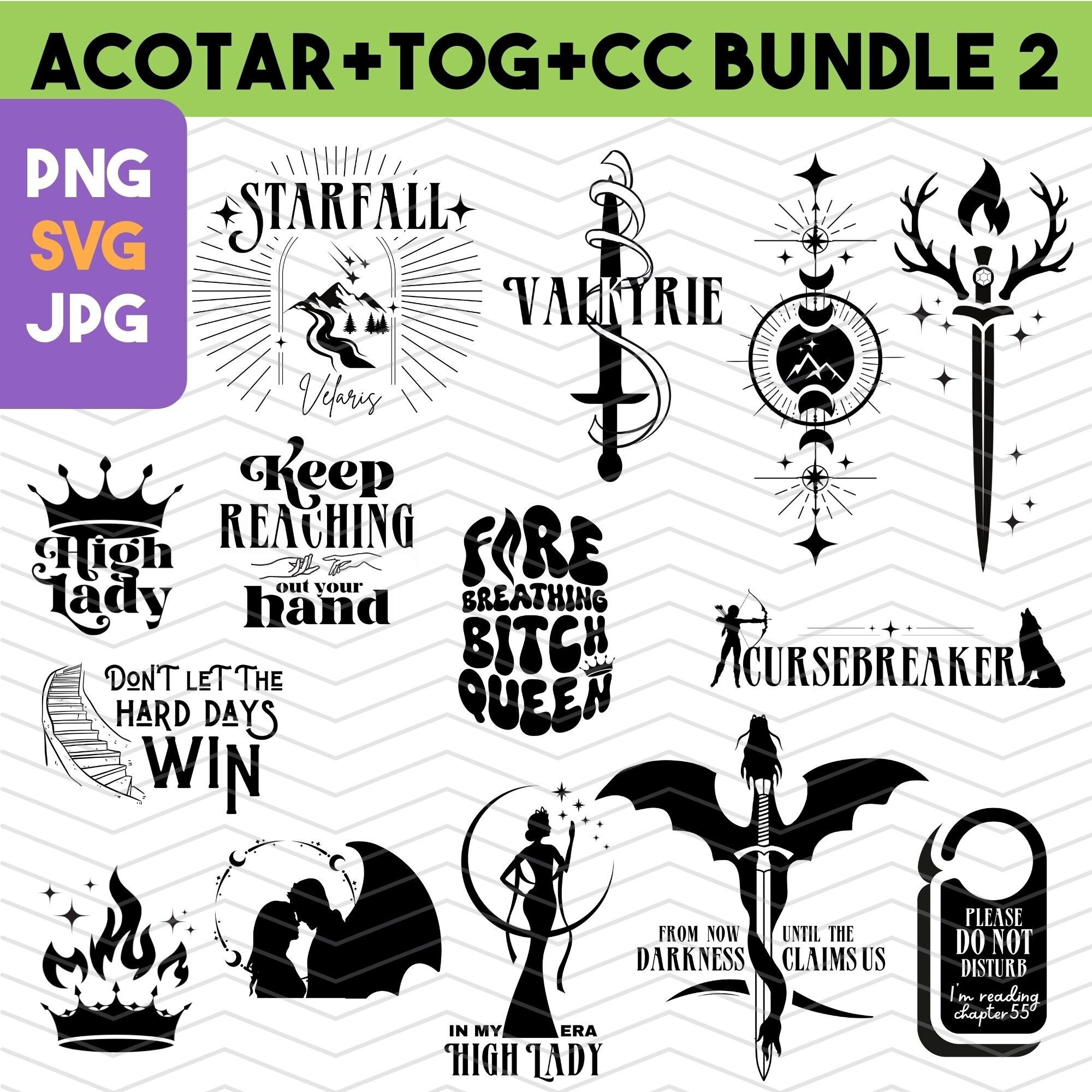 ACOTAR and SJM Universe Svg Bundle 2 ACOTAR, Throne of Glass, Crescent ...