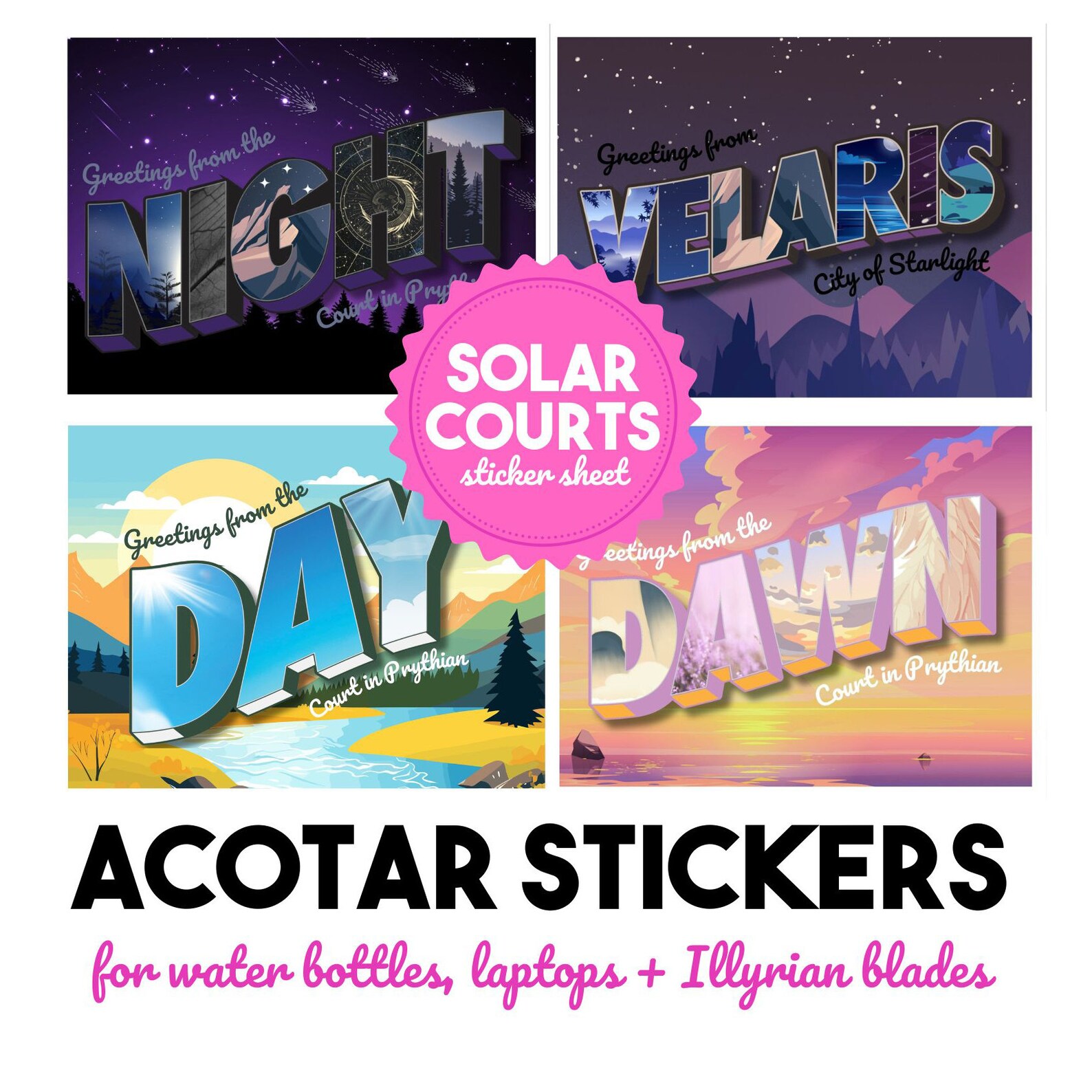 ACOTAR Solar Courts 4-sticker Sheet ACOTAR Merch - Etsy