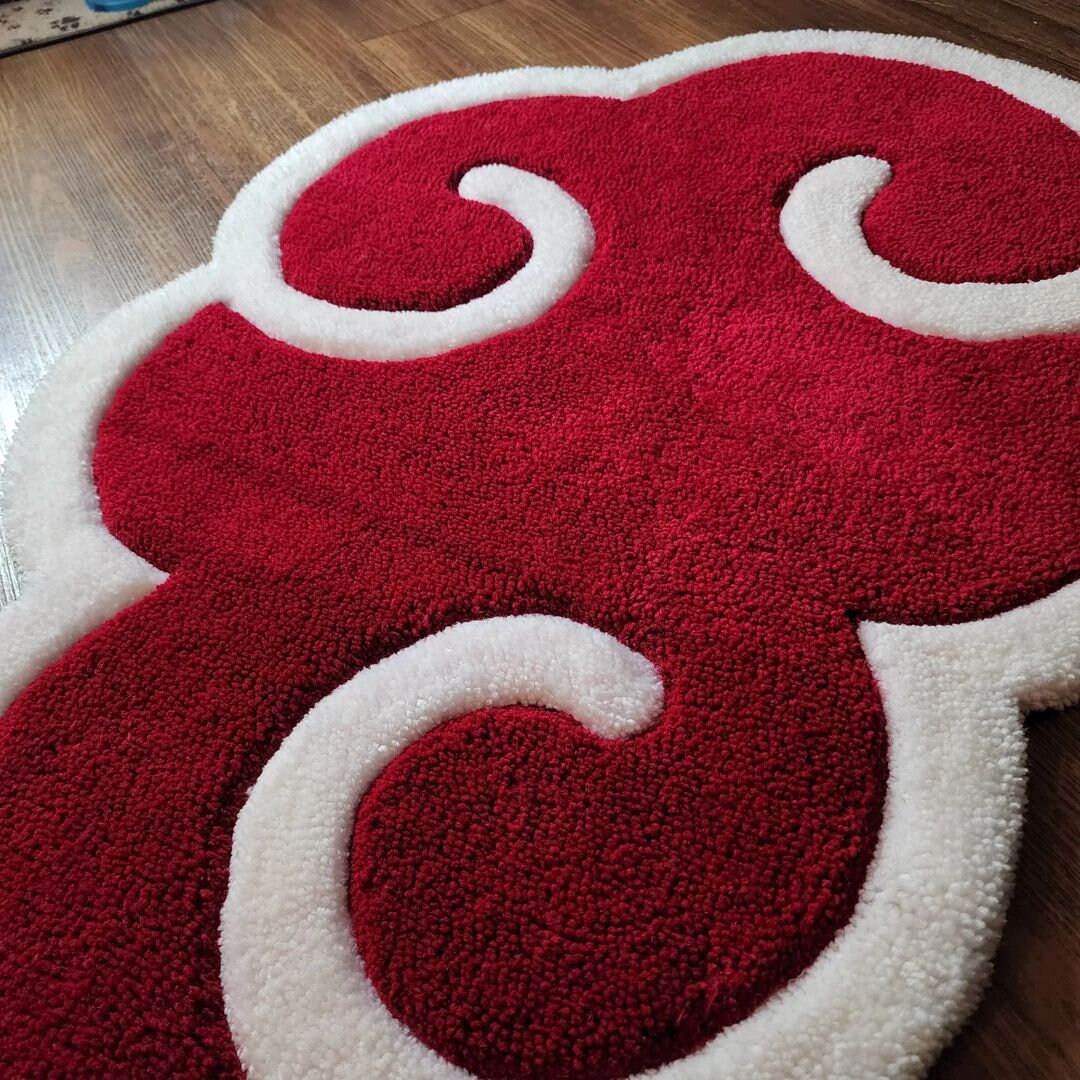Handmade Akatsuki Cloud Rug: Imported Wool & Cotton, Unique Anime ...