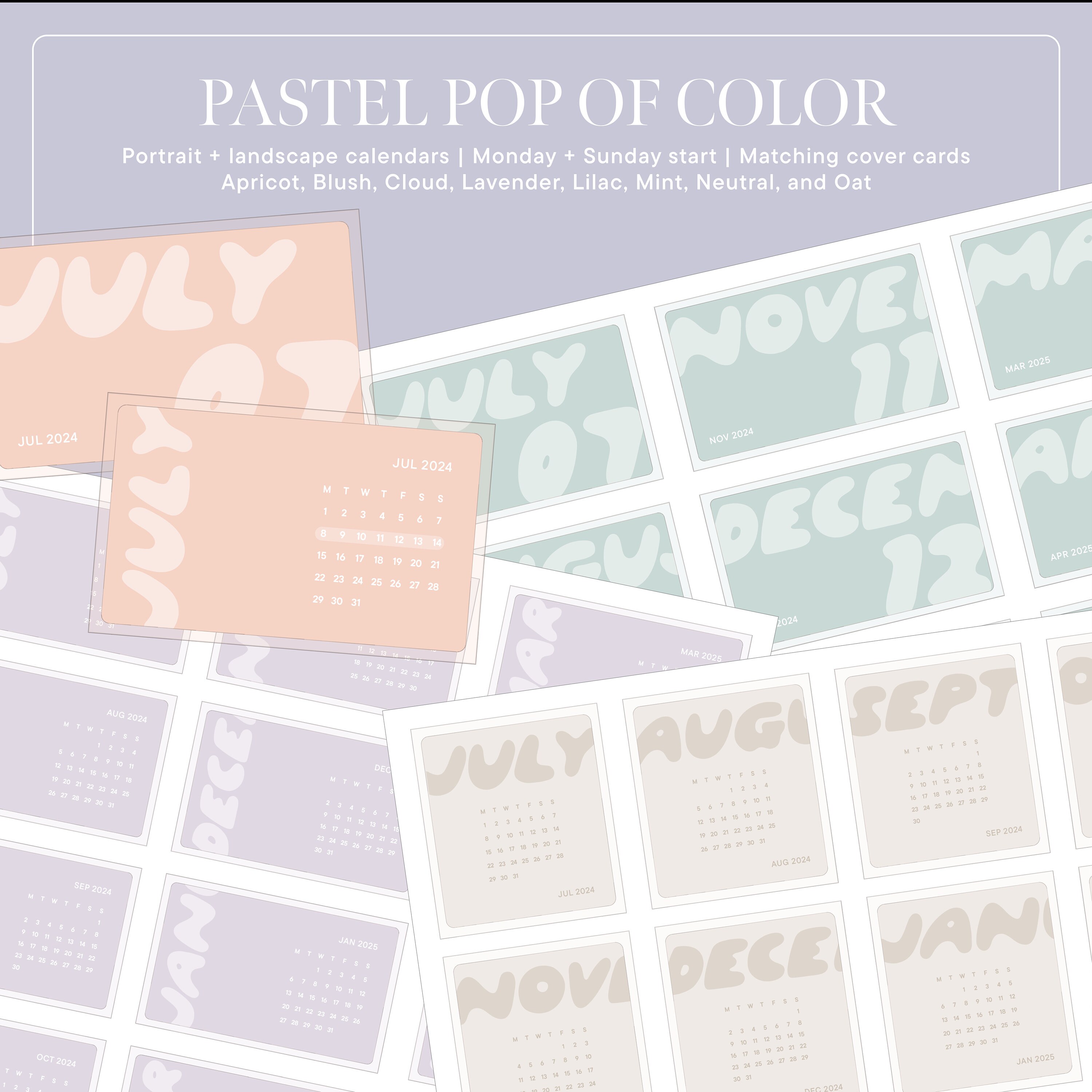 Pastel 2024/25 Mini Calendar Digital Stickers for Digital Planner ...