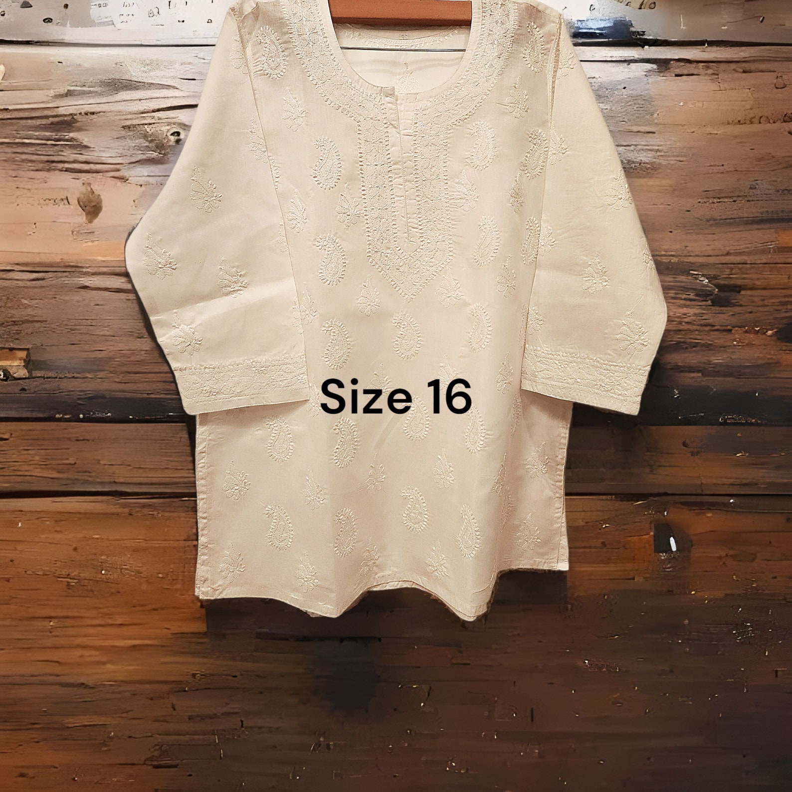 Modern Indian Short Kurta| Chikan Short Tunic Top| 3/4 Sleeve Ethnic ...