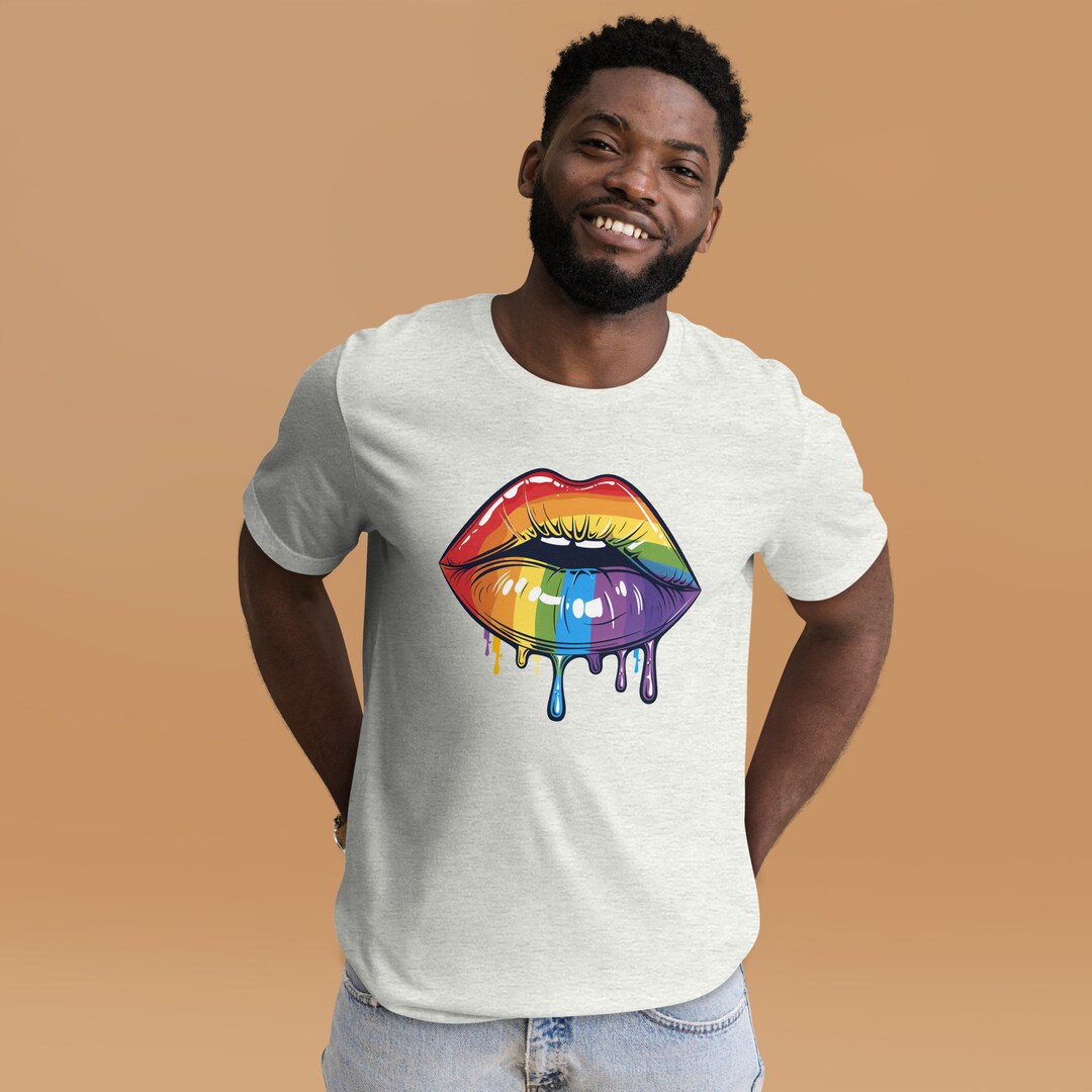 Rainbow Drip Lip Art Shirt - Vibrant LGBTQ+ Pride Design - Etsy