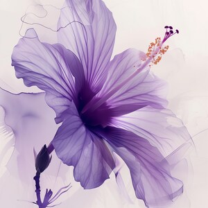 Elegant Purple Floral Art Print set of 10 Digital High-res Artwork ...