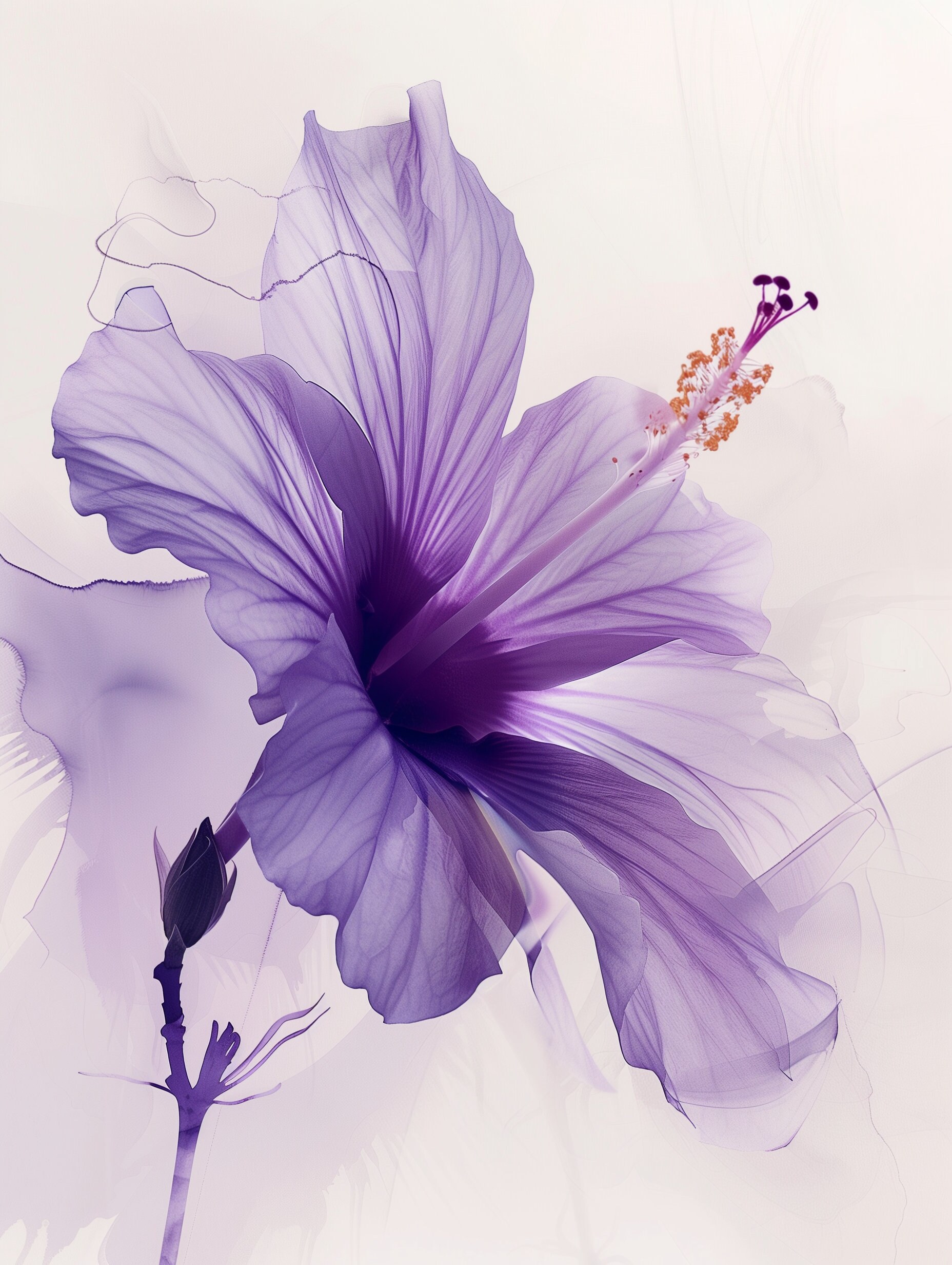 Elegant Purple Floral Art Print set of 10 Digital High-res Artwork ...
