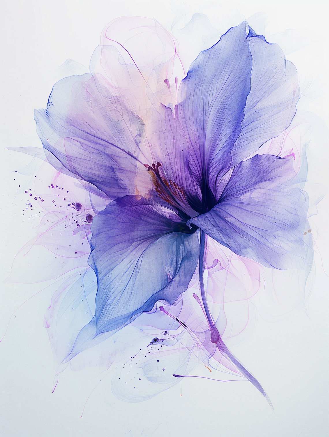 Elegant Purple Floral Art Print set of 10 Digital High-res Artwork ...