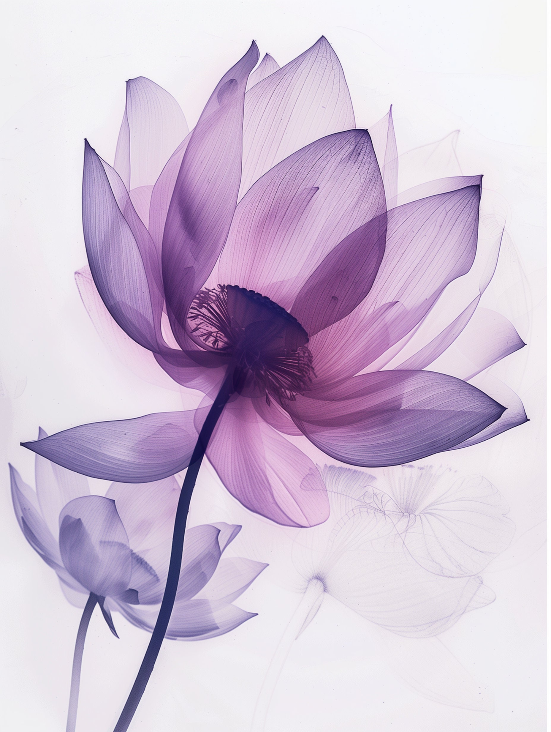 Elegant Purple Floral Art Print set of 10 Digital High-res Artwork ...