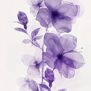 Elegant Purple Floral Art Print set of 10 Digital High-res Artwork ...