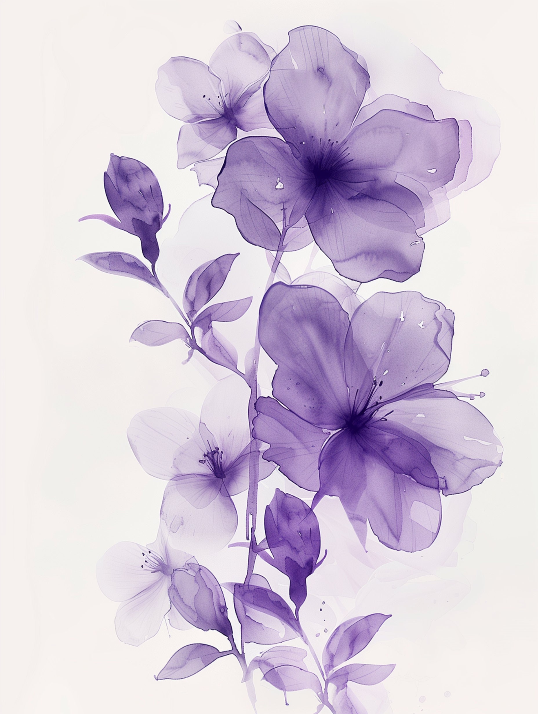 Elegant Purple Floral Art Print set of 10 Digital High-res Artwork ...