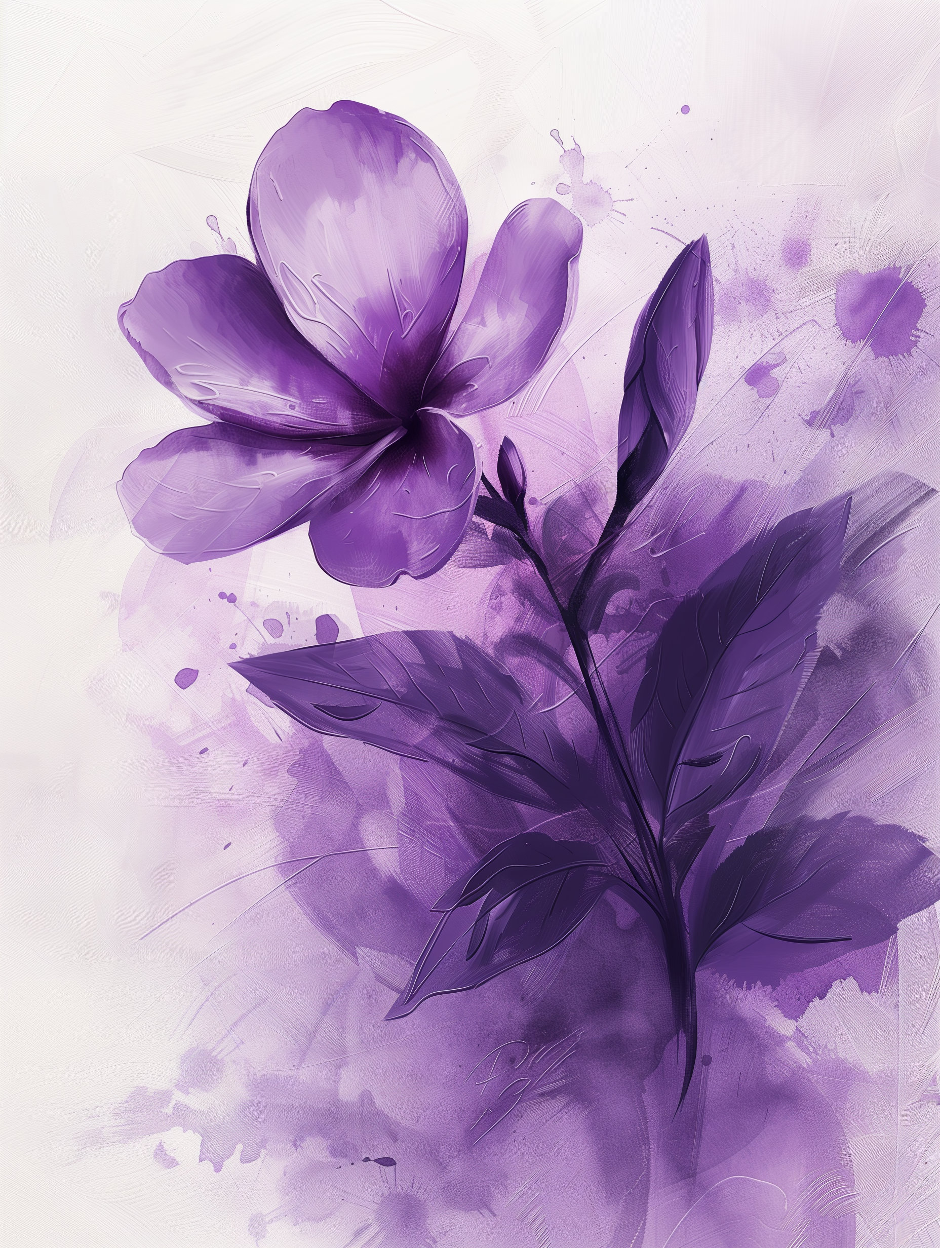Elegant Purple Floral Art Print set of 10 Digital High-res Artwork ...