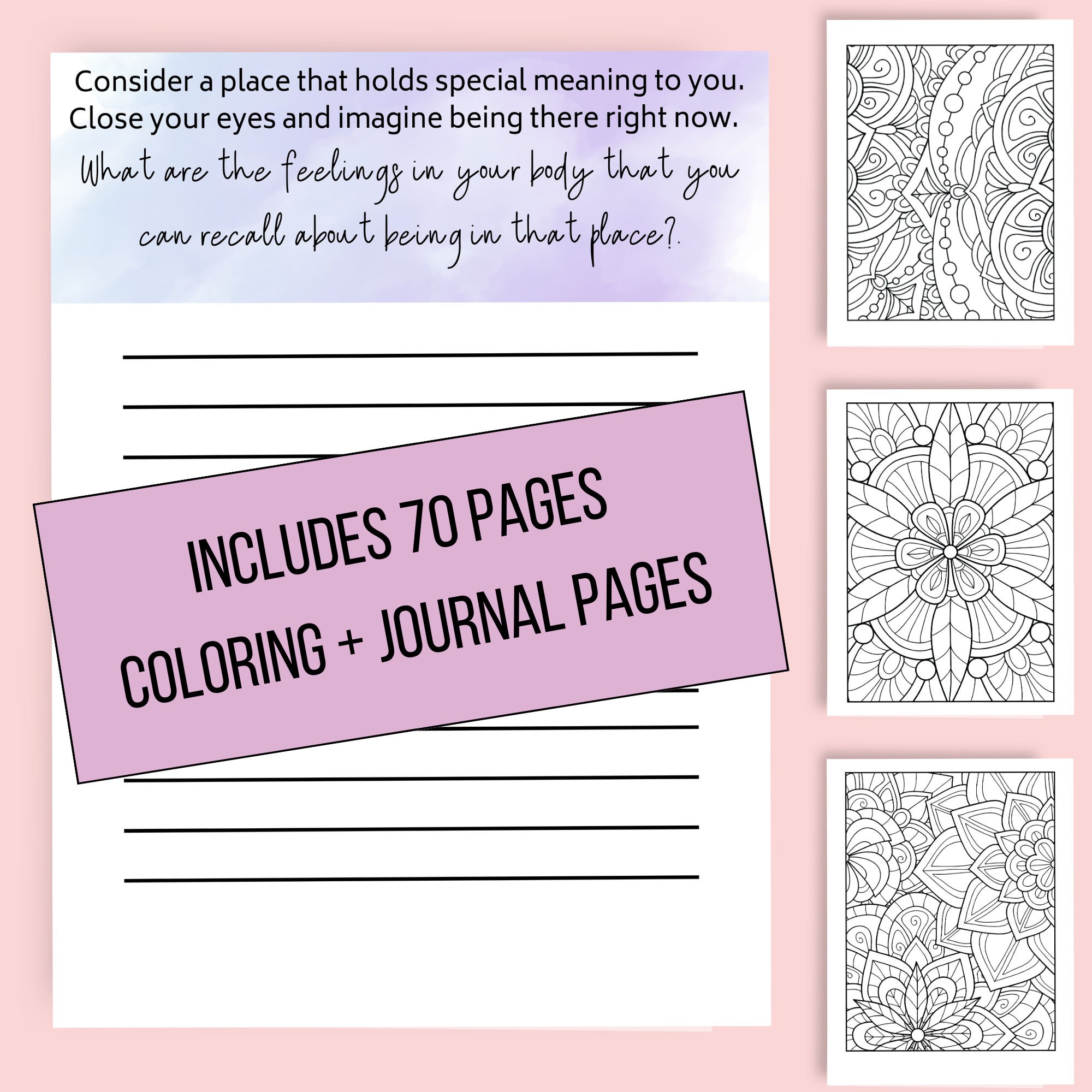 Mindfulness Journal, Mandala Coloring Journal, Digital Download Journal ...