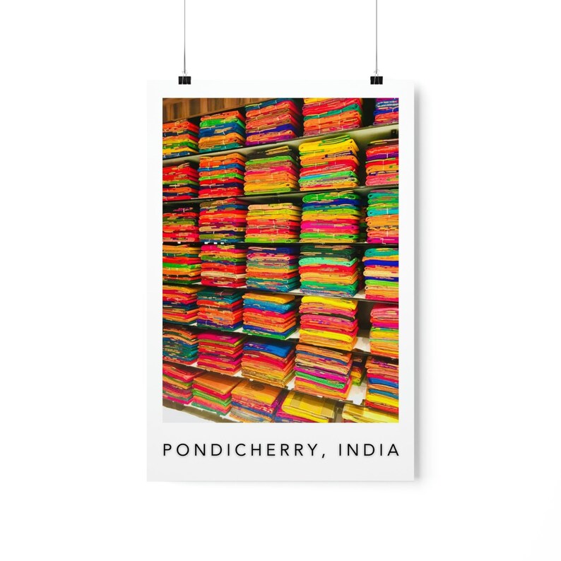Colorful Folded Sarees Poster Pondicherry, India Premium Matte Print - Etsy