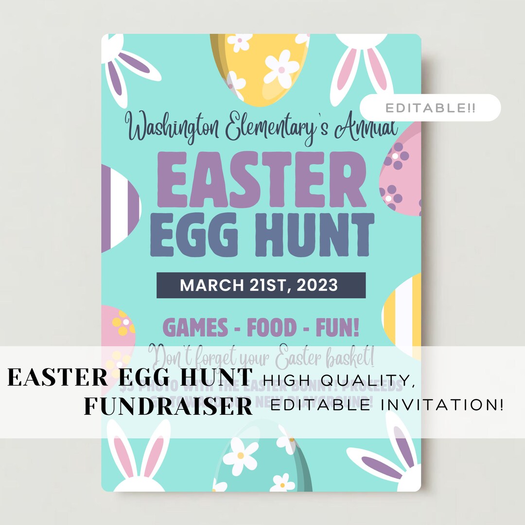 Editable Easter Egg Hunt Flyer, Easter Invitation, Kids Easter Party ...