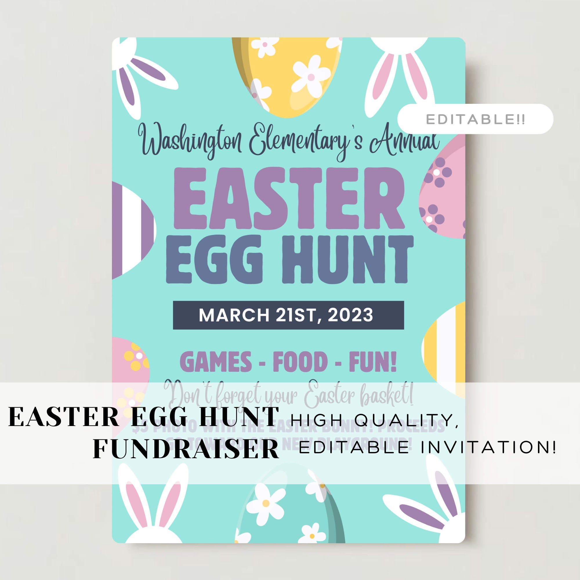 Editable Easter Egg Hunt Flyer, Easter Invitation, Kids Easter Party ...