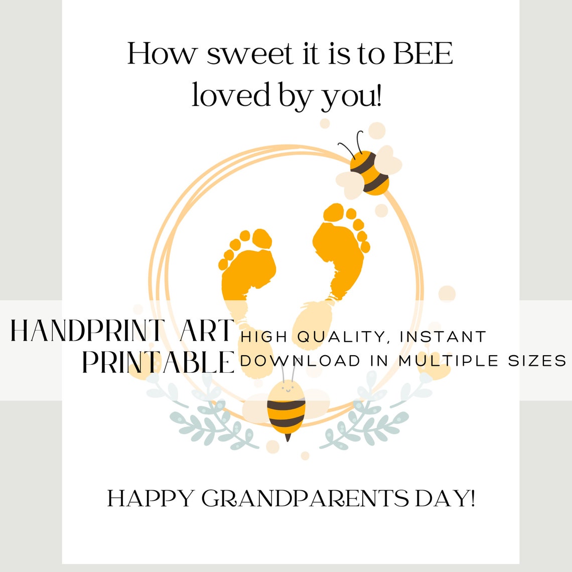 Grandparents Day Handprint Art Craft, Bee Handprint, How Sweet It Is ...