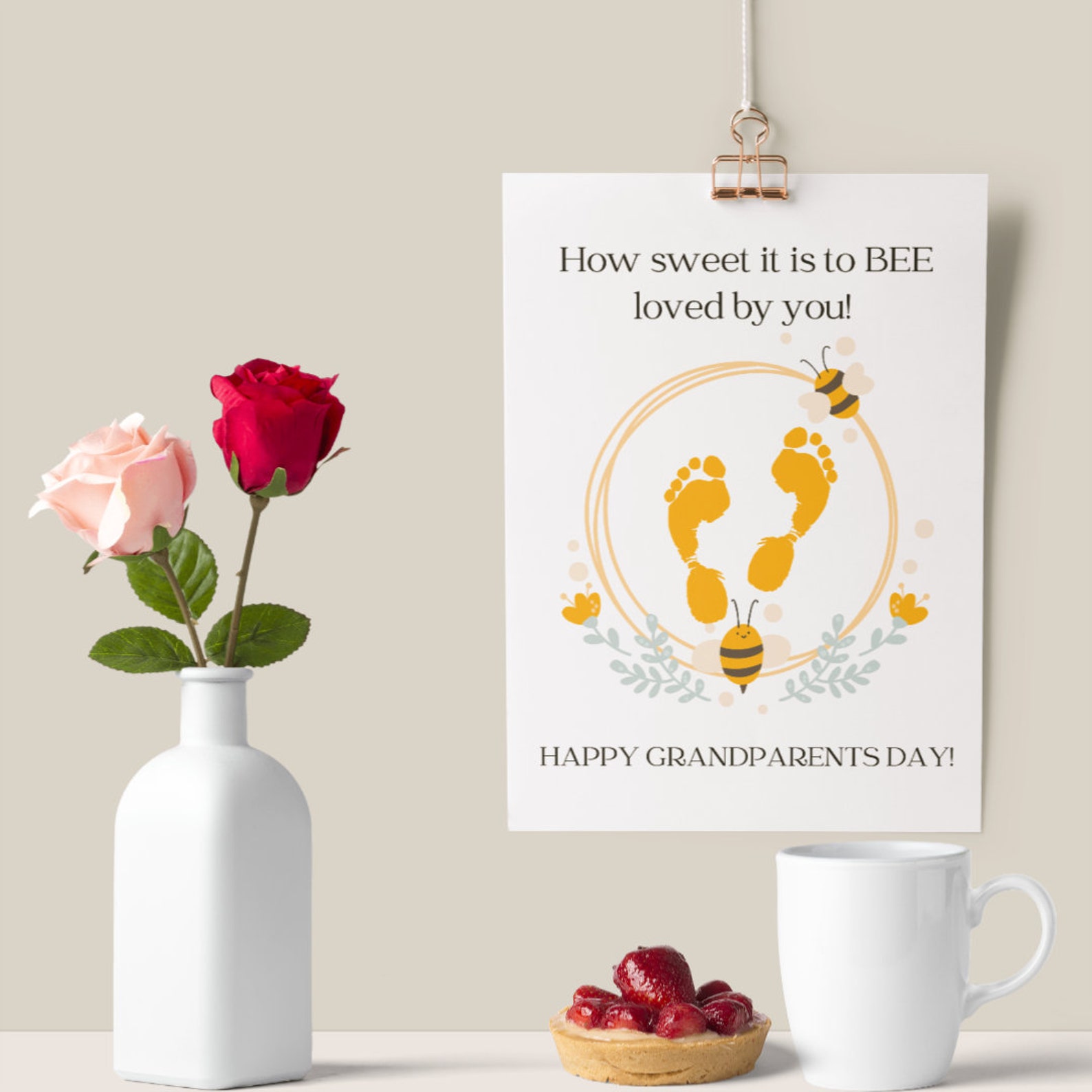 Grandparents Day Handprint Art Craft, Bee Handprint, How Sweet It Is ...