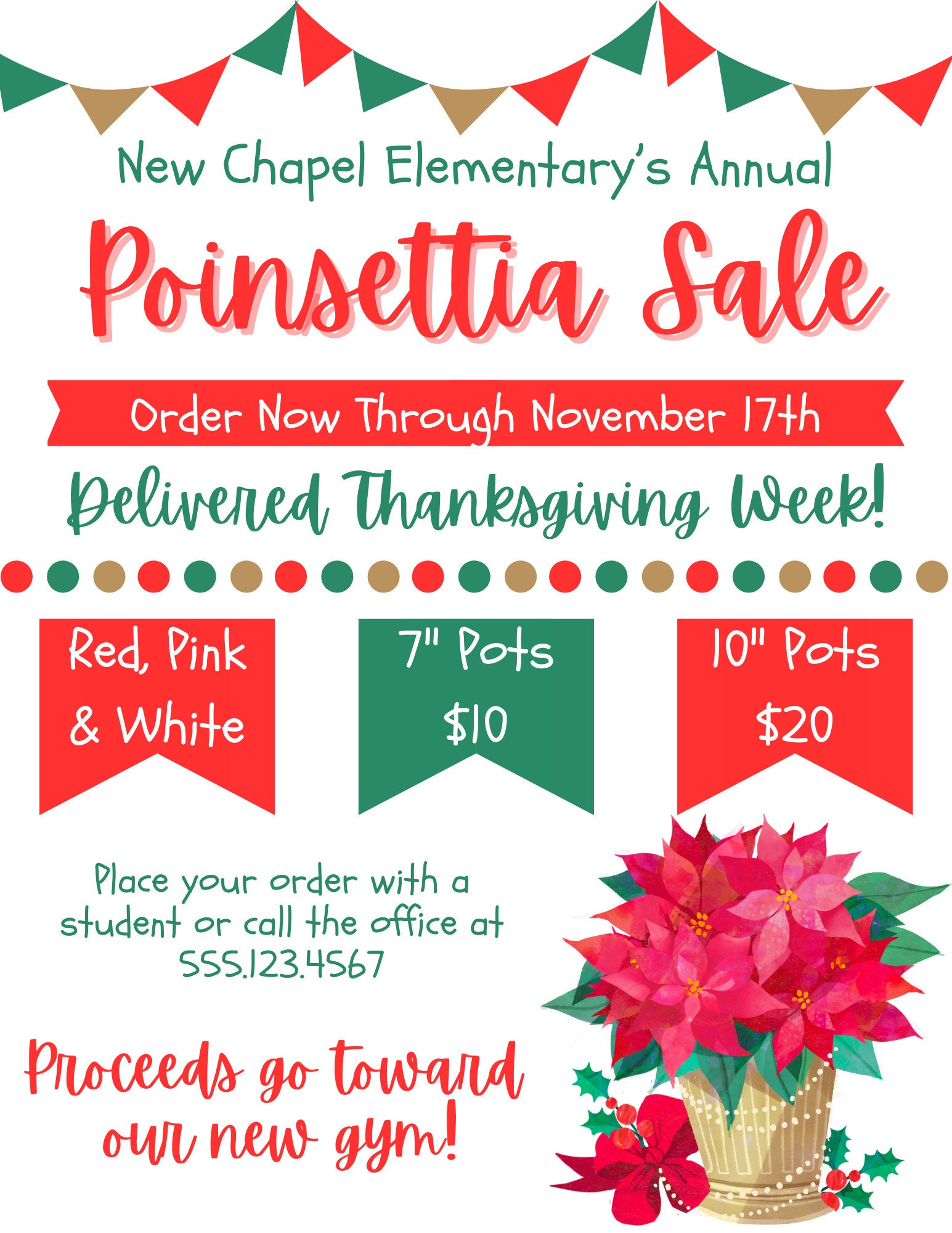 Poinsettia Fundraiser Template, Holiday Fundraiser Flyer, Christmas ...