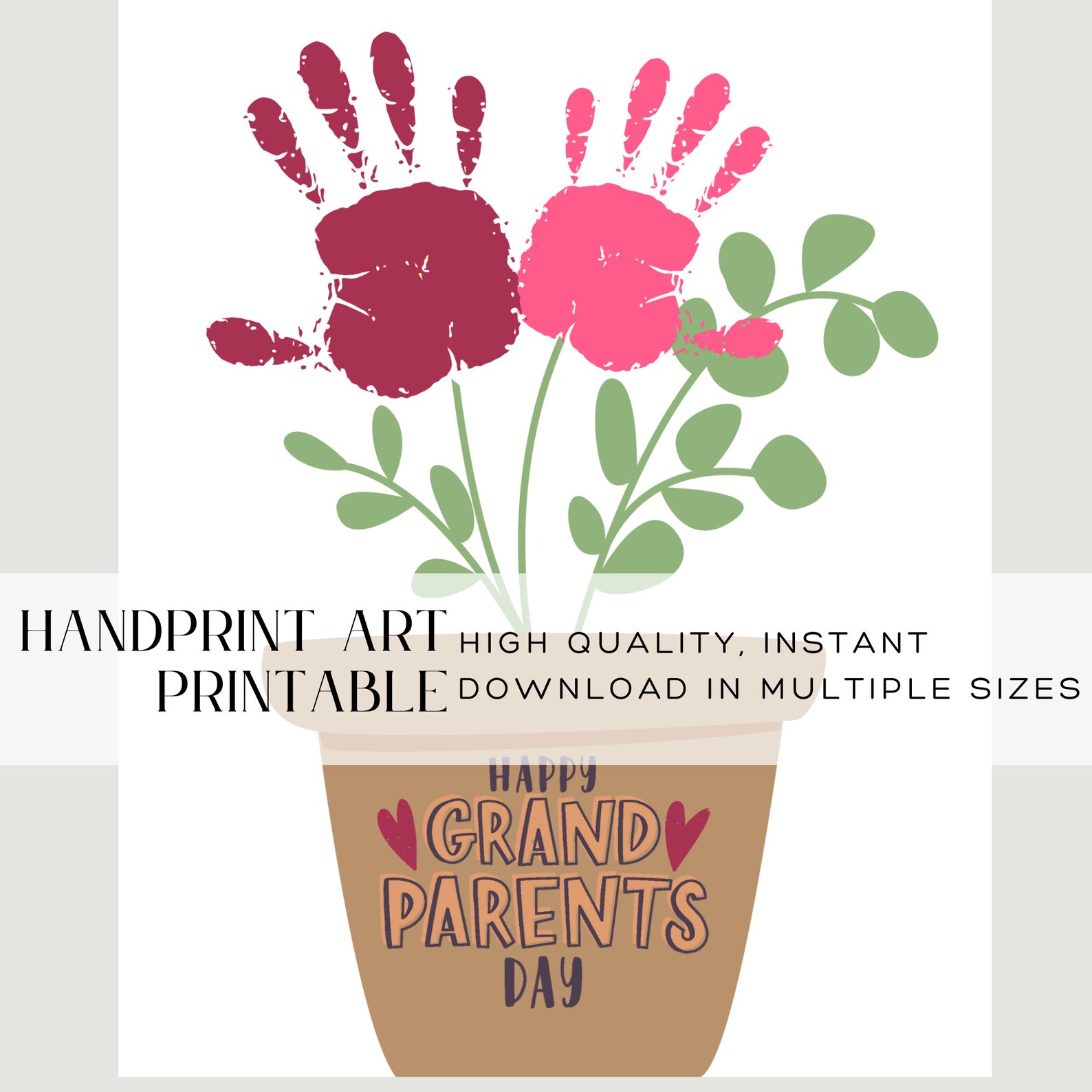 Grandparents Day Handprint Art Craft, Printable, Handprint Art, Toddler ...