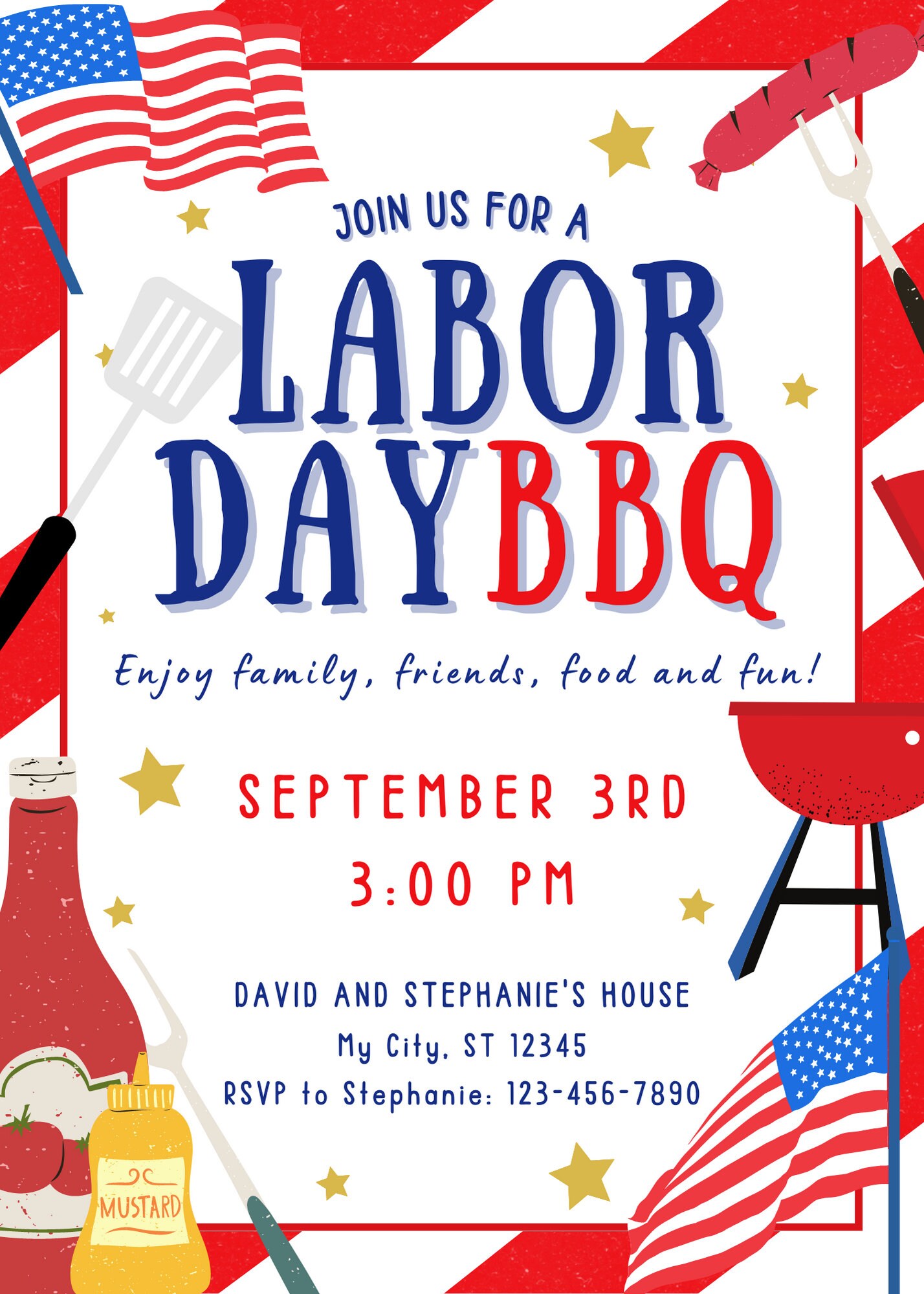 Digital Labor Day BBQ Invitation, Labor Day Party Invitation, Summer ...