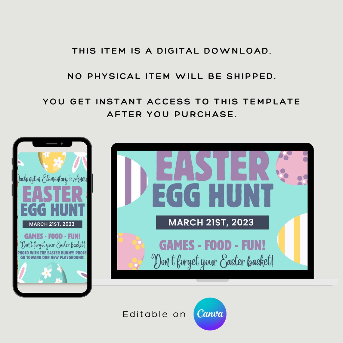 Editable Easter Egg Hunt Flyer, Easter Invitation, Kids Easter Party ...