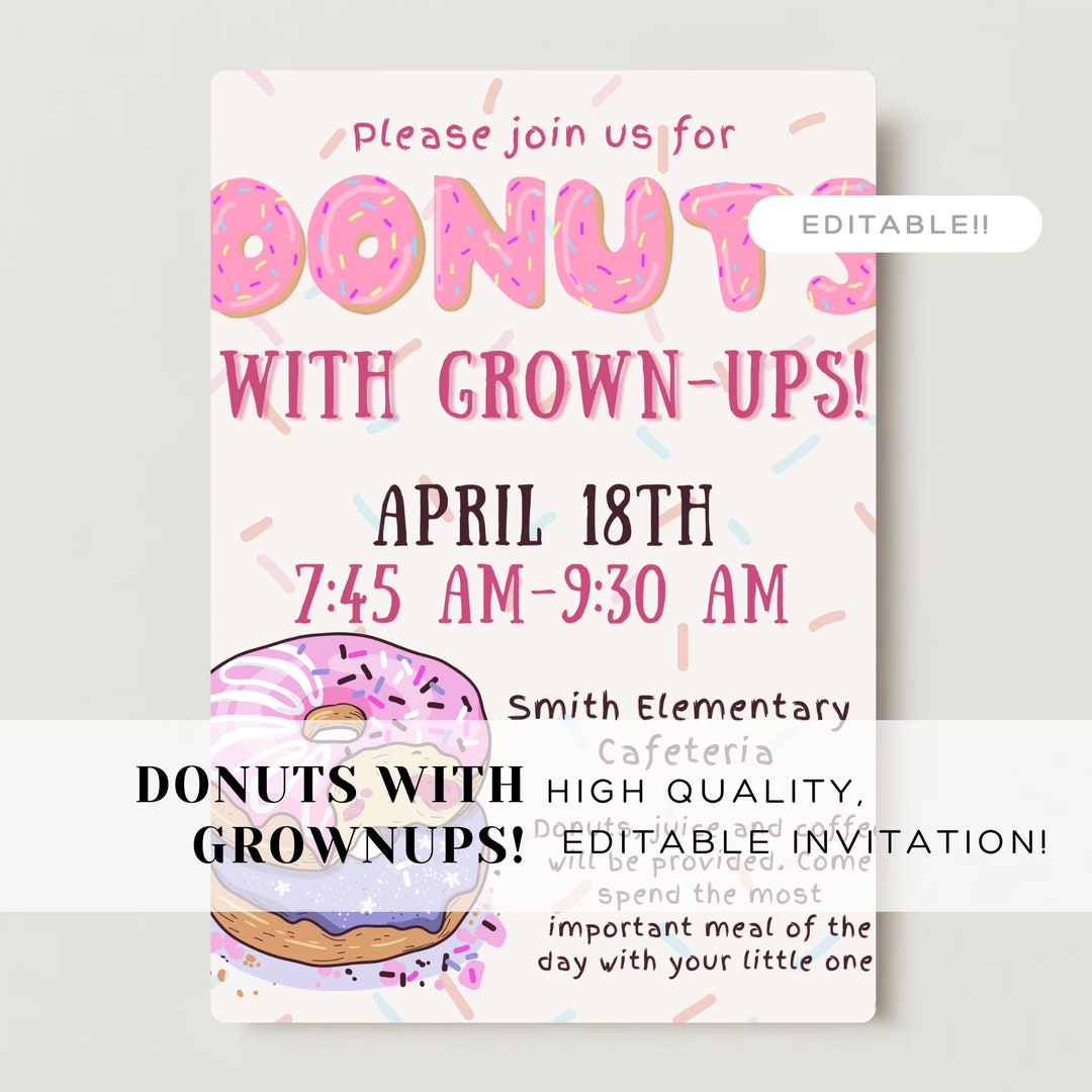 Donuts With Grownups, Pastries With Parents, School Parents Day, School ...