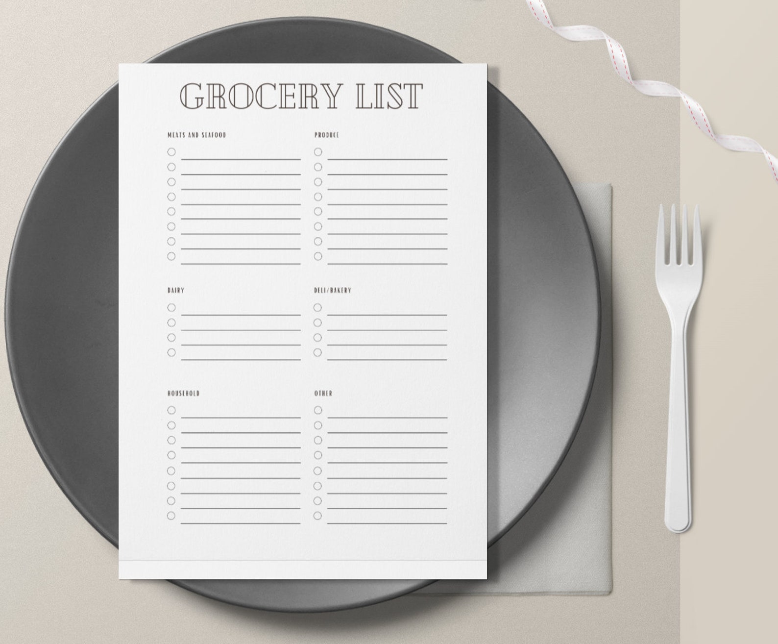 Grocery List Minimalist Printable Template, Fillable Grocery List, Food ...