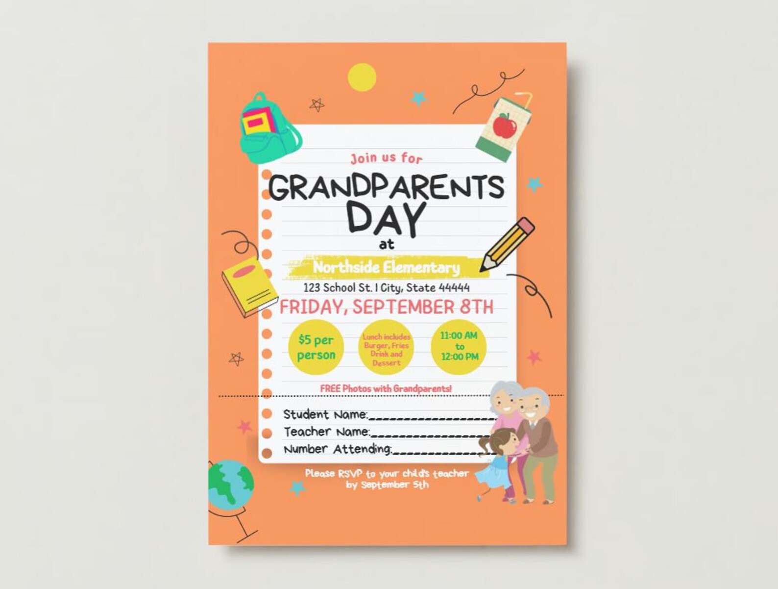 Grandparent Day Flyer, School Grandparents Day, Grandparents Day Lunch ...