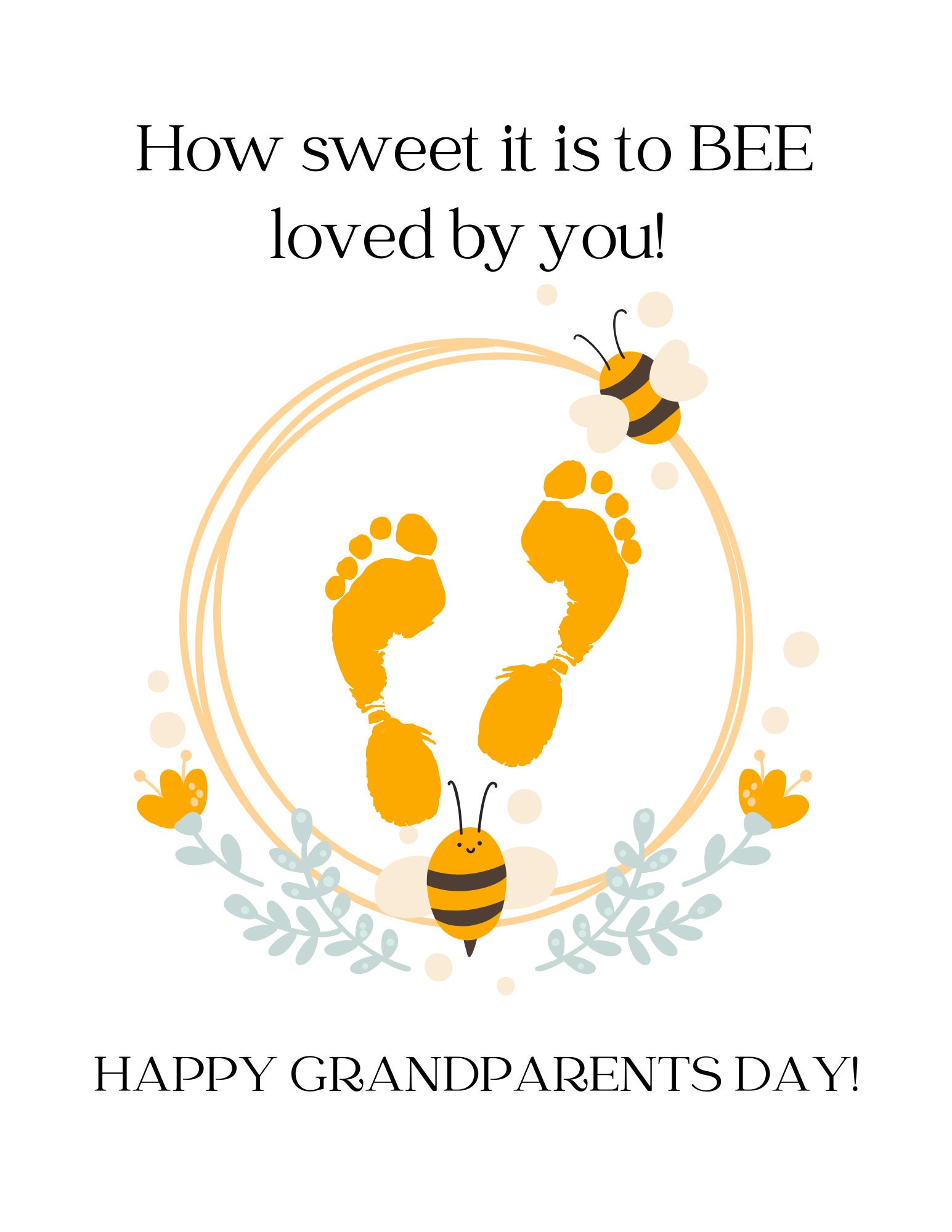 Grandparents Day Handprint Art Craft, Bee Handprint, How Sweet It Is ...