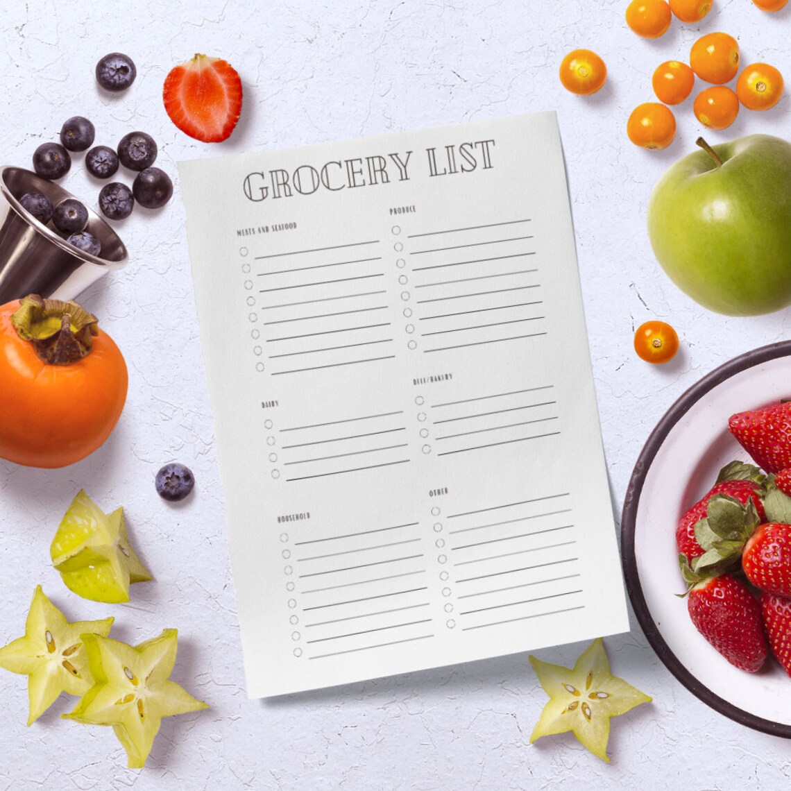 Grocery List Minimalist Printable Template, Fillable Grocery List, Food ...