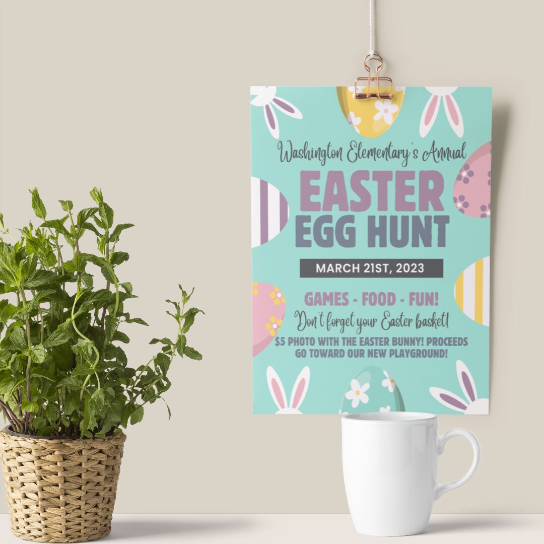 Editable Easter Egg Hunt Flyer, Easter Invitation, Kids Easter Party ...
