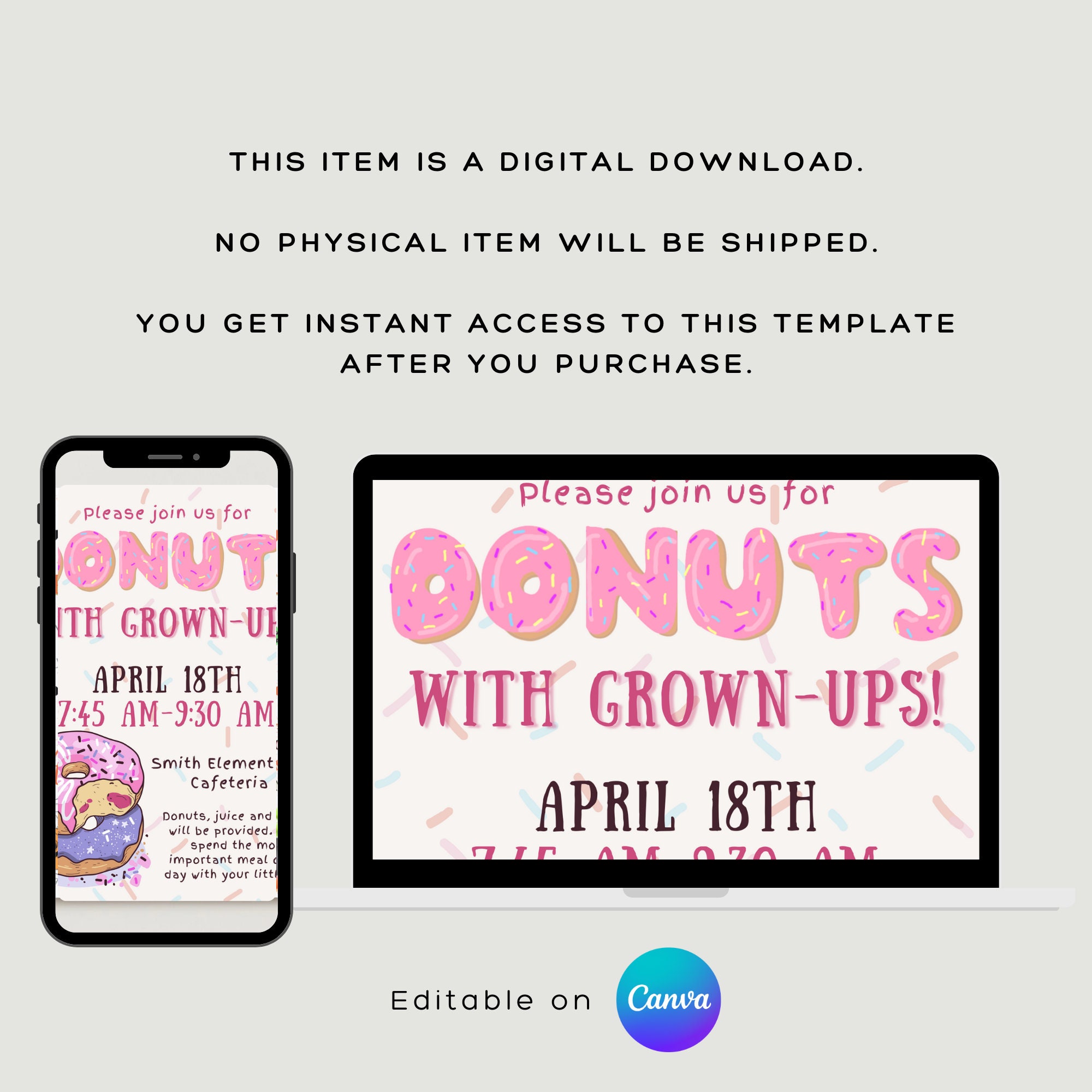 Donuts With Grownups, Pastries With Parents, School Parents Day, School ...