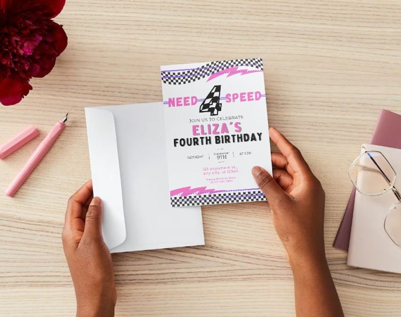 Need Four Speed Birthday Invitation, 4th Birthday Party Invitation ...