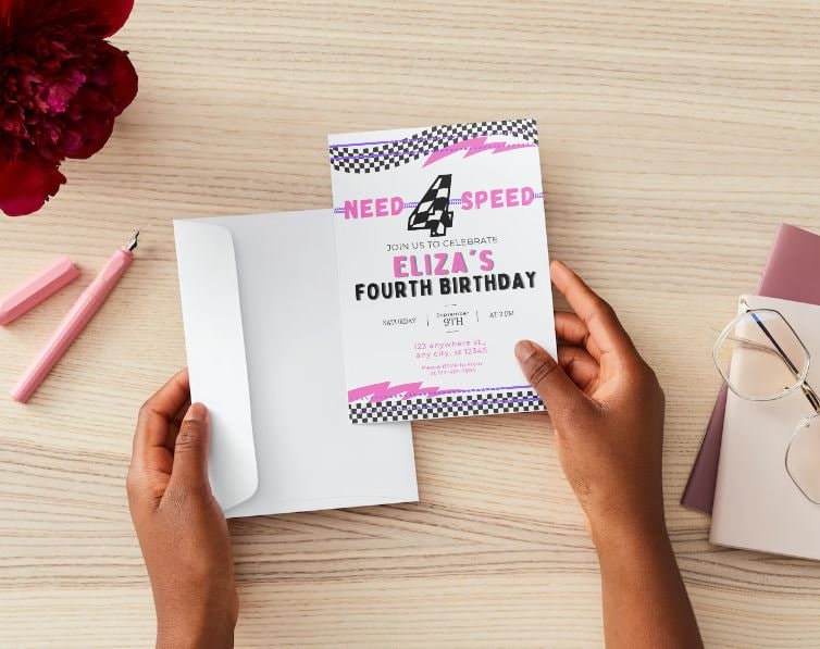Need Four Speed Birthday Invitation, 4th Birthday Party Invitation ...