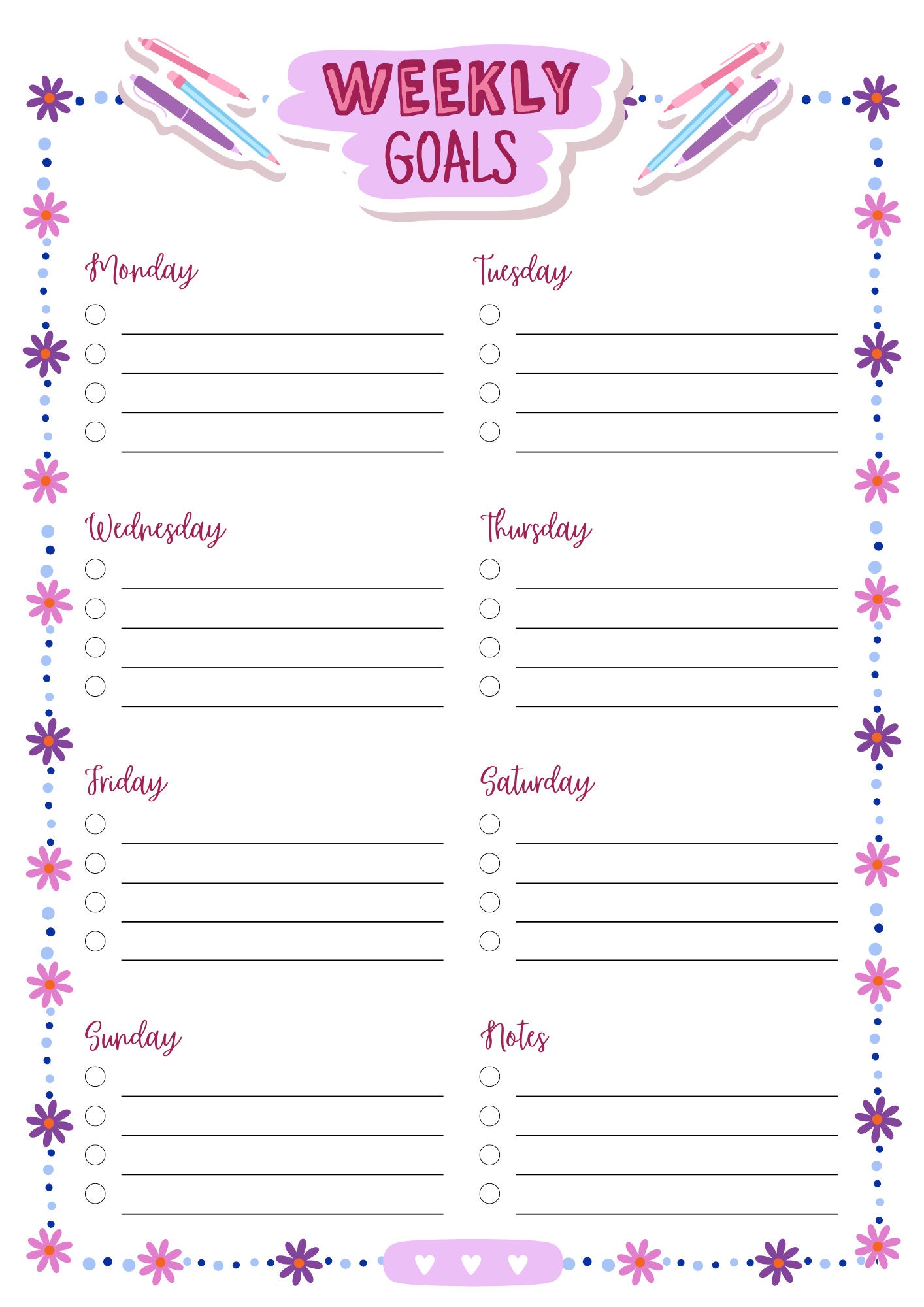 Weekly Planner Printable Weekly Goal Planner Weekly to Do - Etsy