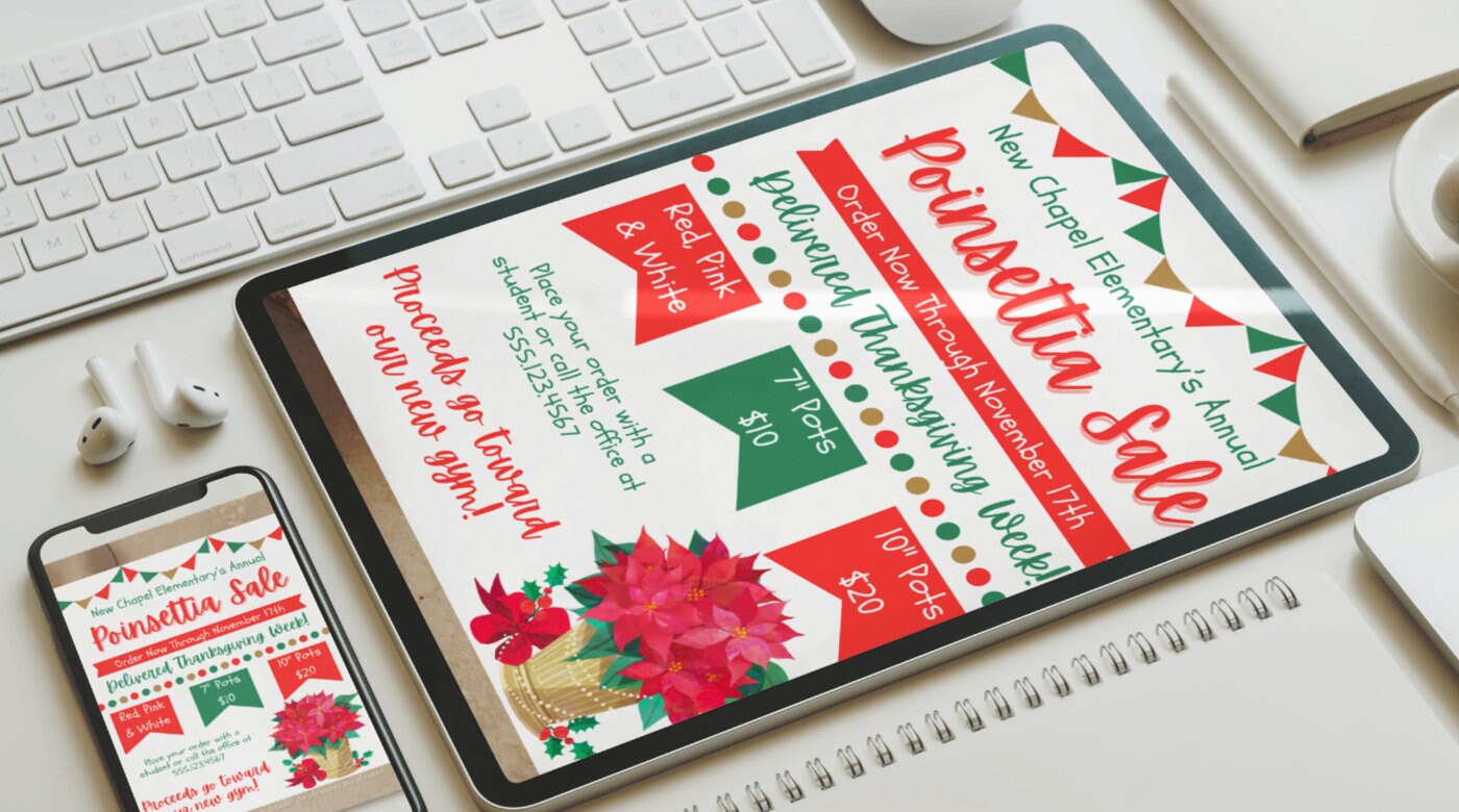 Poinsettia Fundraiser Template, Holiday Fundraiser Flyer, Christmas ...