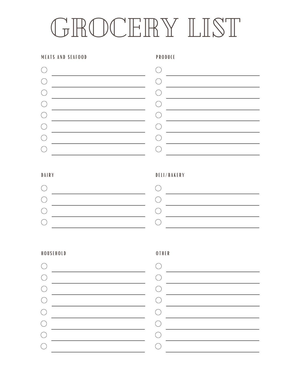 Grocery List Minimalist Printable Template Fillable Grocery - Etsy