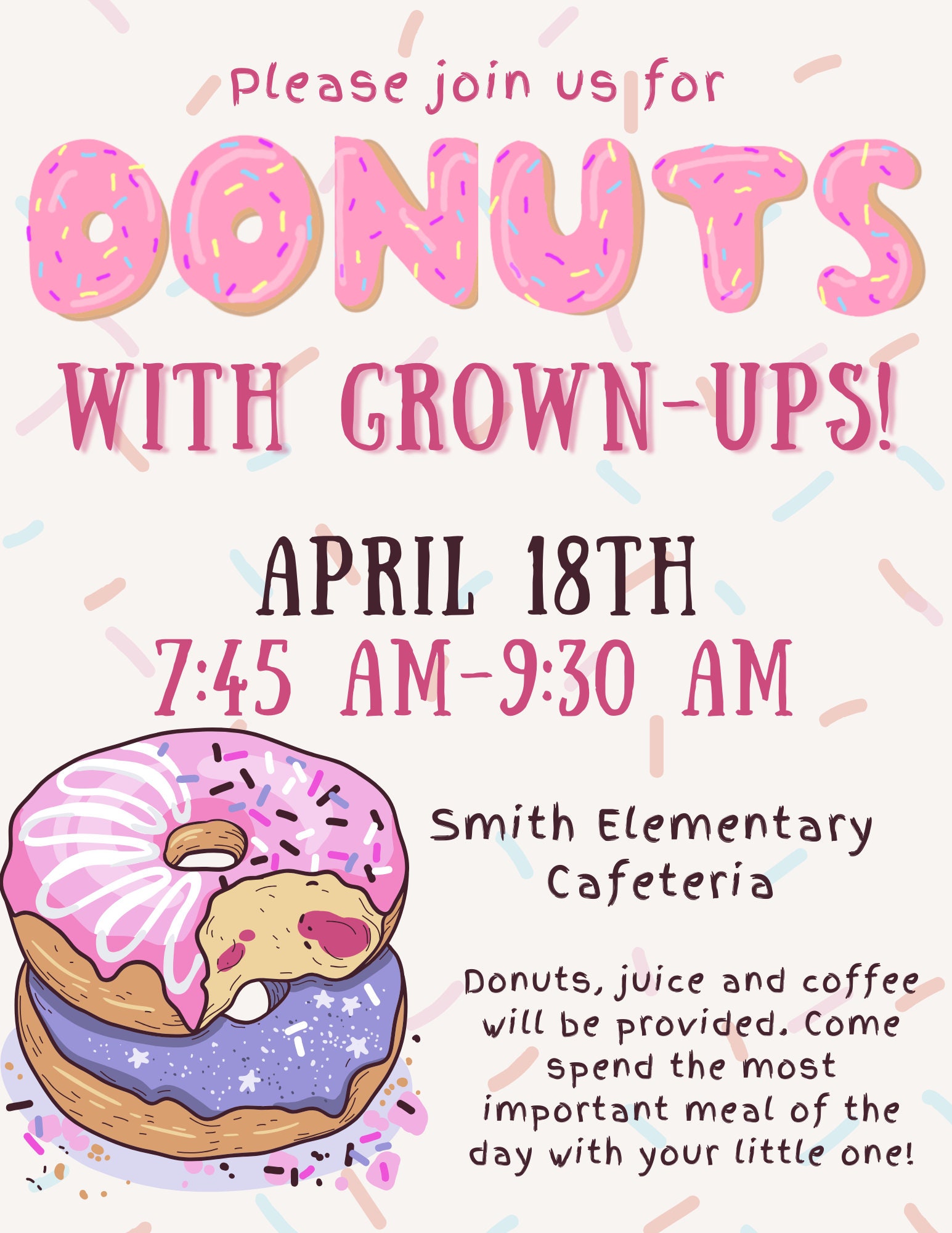 Donuts With Grownups, Pastries With Parents, School Parents Day, School ...
