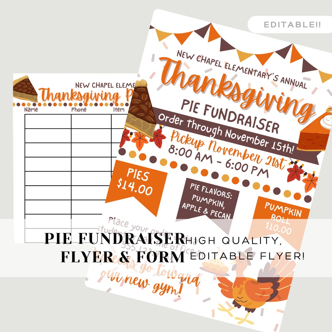 Thanksgiving Pie Fundraiser, PTA PTO Fundraiser, Bake Sale ...