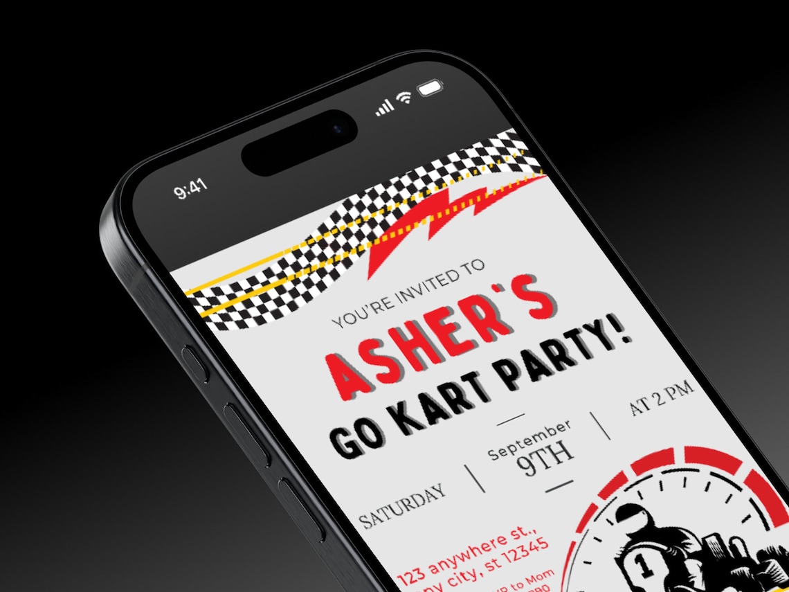 Go Kart Party Invitation, Need for Speed Birthday Party Invitation,race ...