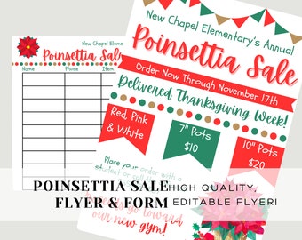 Poinsettia Fundraiser Flyer Christmas School Church Pto Pta - Etsy