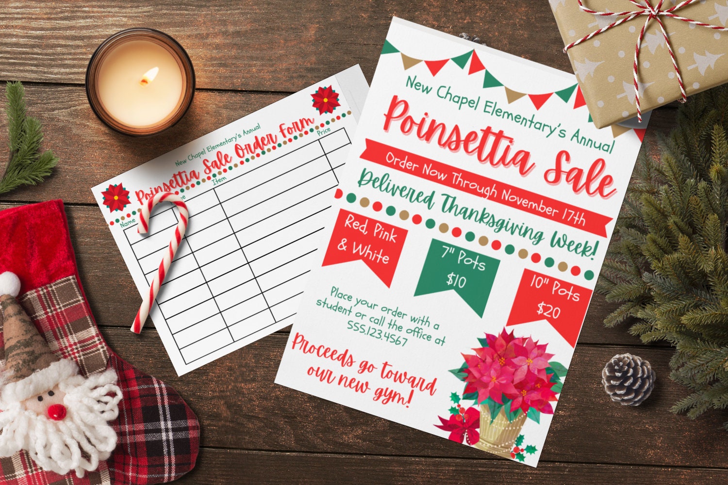 Poinsettia Fundraiser Template, Holiday Fundraiser Flyer, Christmas ...
