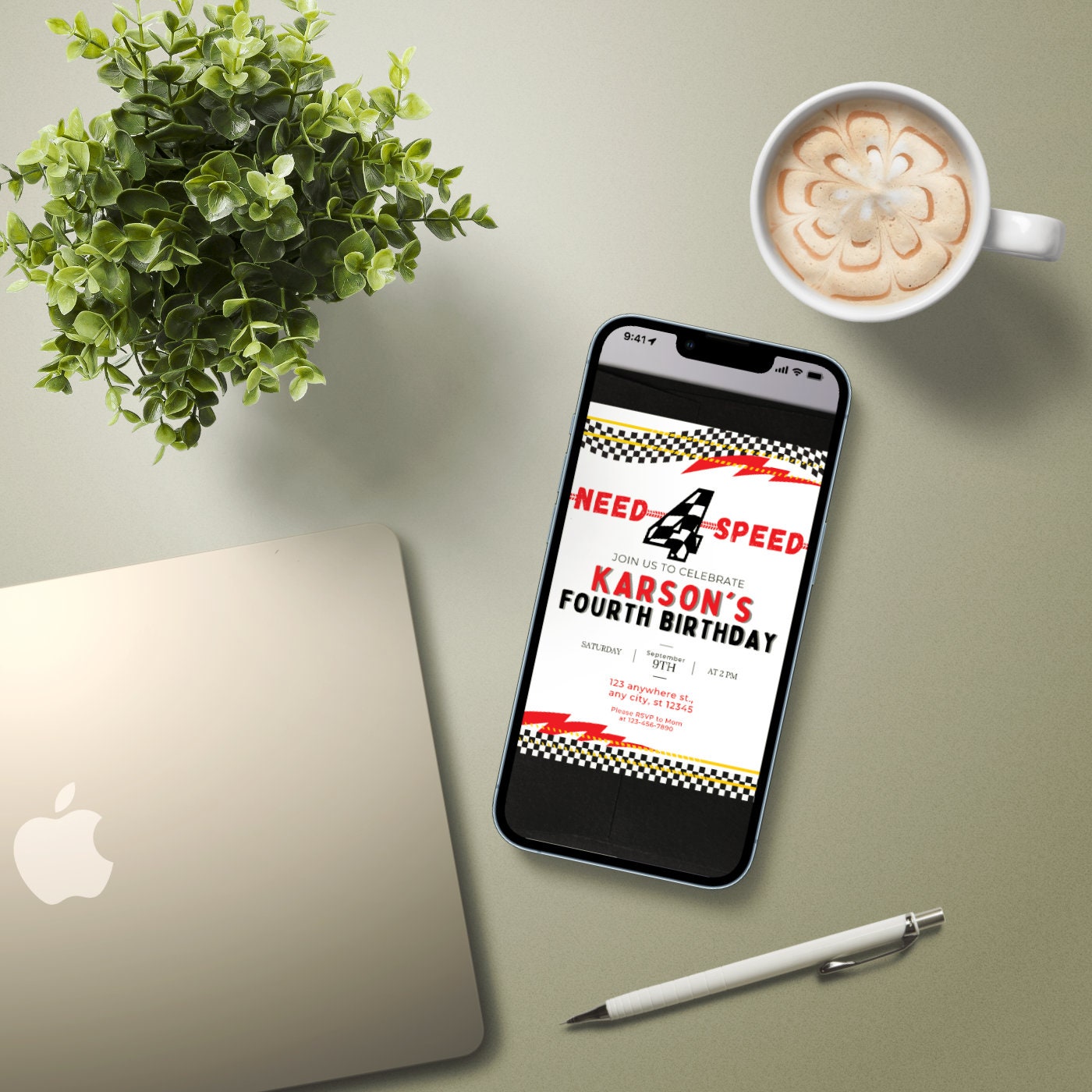 Need Four Speed Birthday Invitation, 4th Birthday Party Invitation ...