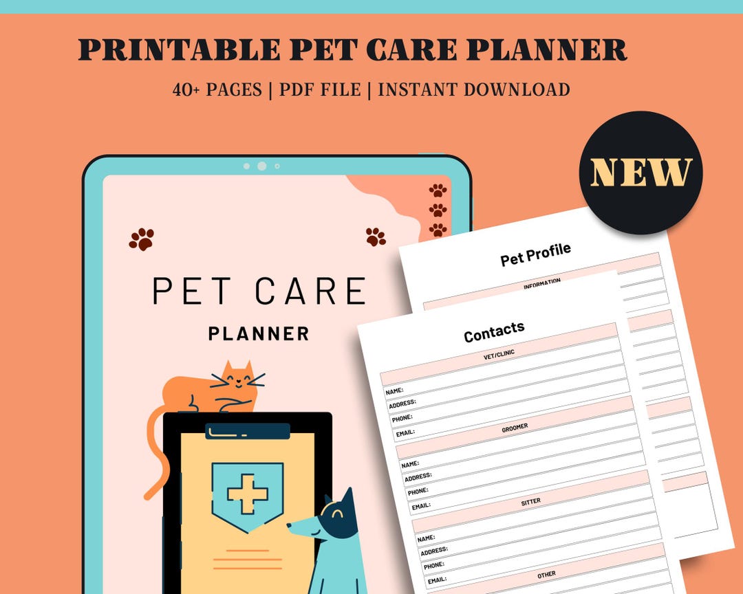 Printable Animal Care Planner | Digital File | Health Tracker ...