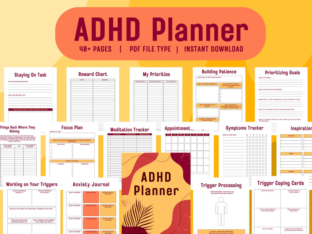 Stimulating ADHD Planner Adult Productivity Printable Daily Weekly ...