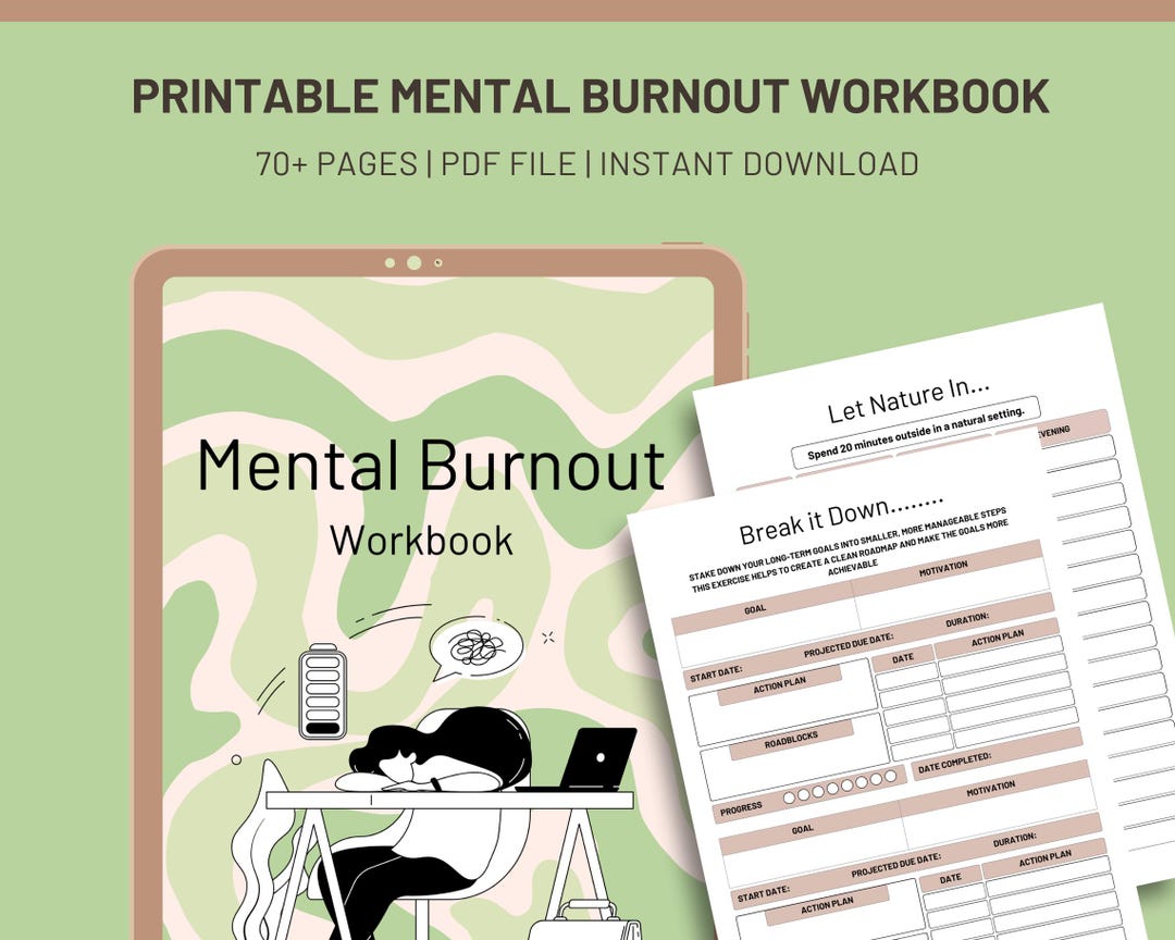 Mental Burnout Workbook | Digital File | Self-care Activities | Stress ...