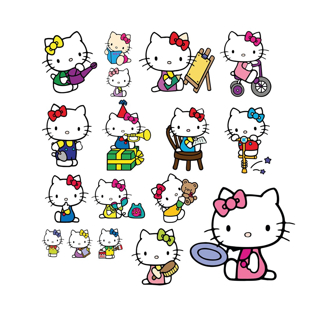 Hello Svg Kitty Svg File, Layered, Stickers, Banners Download - Etsy
