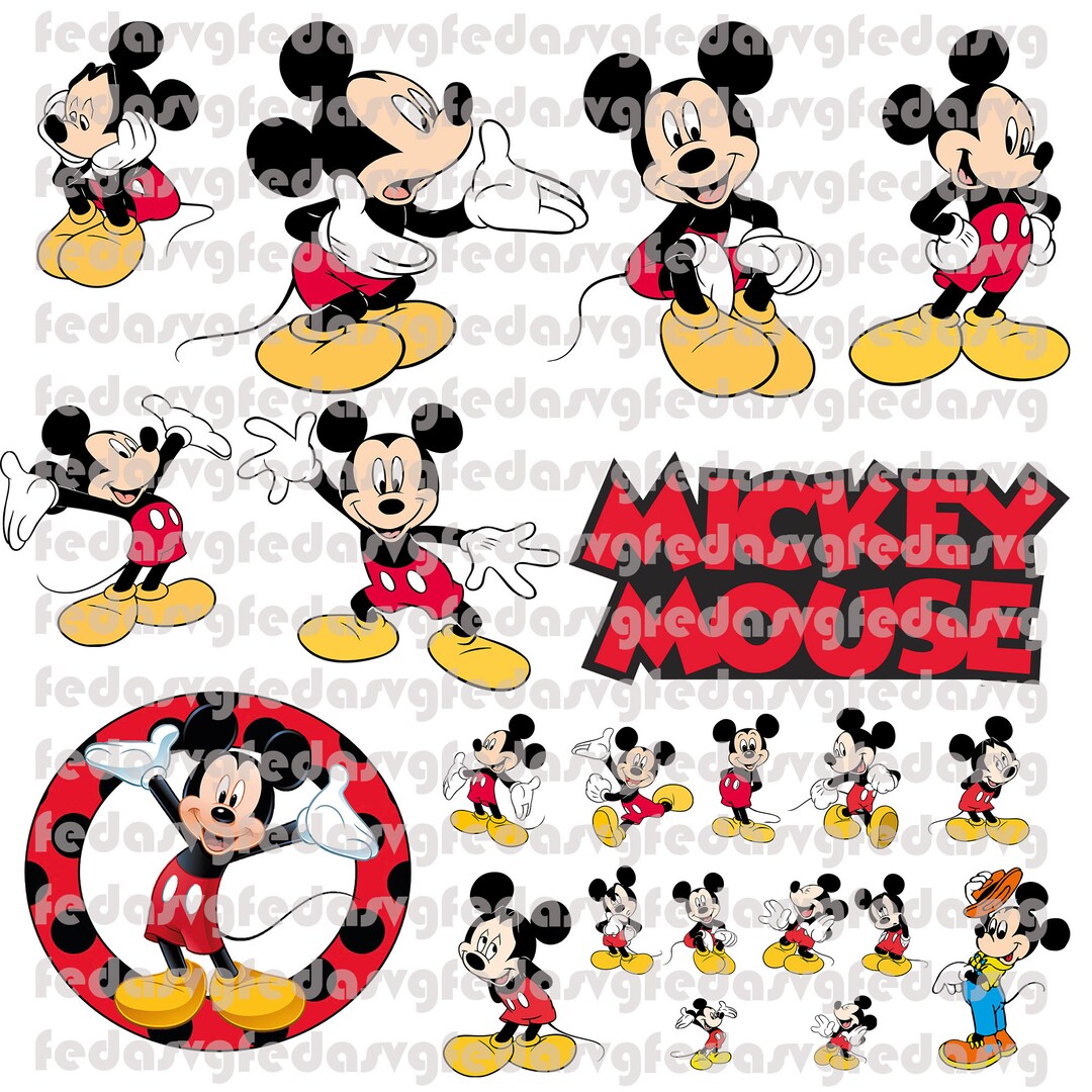 Mickey Svg Cartoon Svg File Set, Stickers SVG Bundle LAYERED Cricut ...