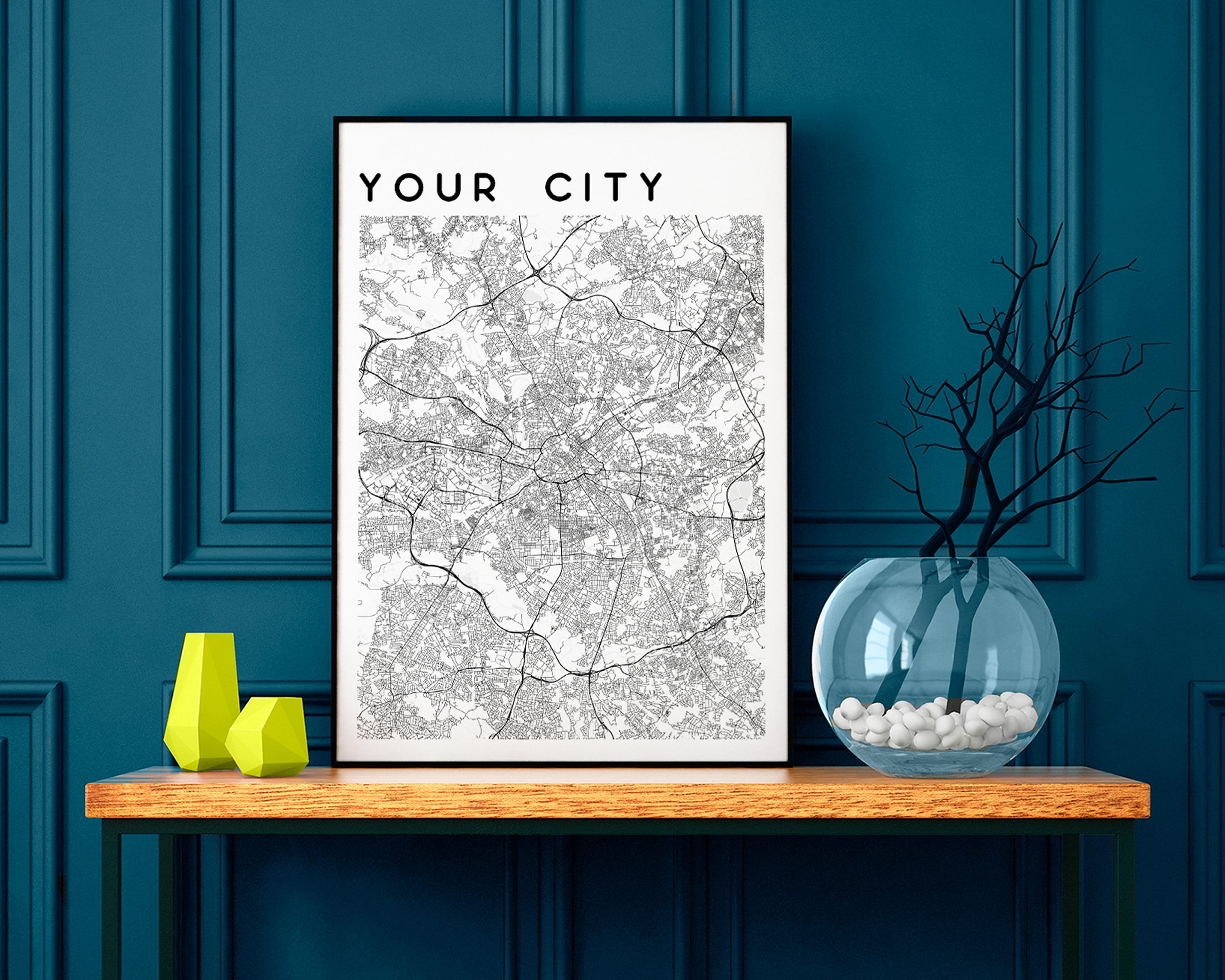 Personalized City Street Map Poster Custom City Map Art Print and Frame ...
